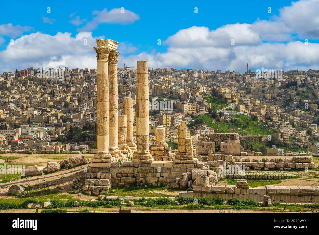 Temple of Hercules located on Amman Citadel in Amman, Jordan Stock ...