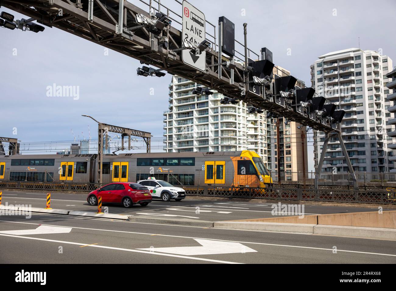Sydney train heading across the Sydney harbour bridge,Sydney,NSW ...