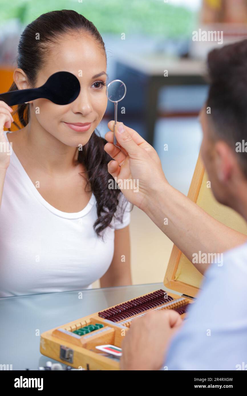 Optician eye checking machine hi-res stock photography and images - Alamy