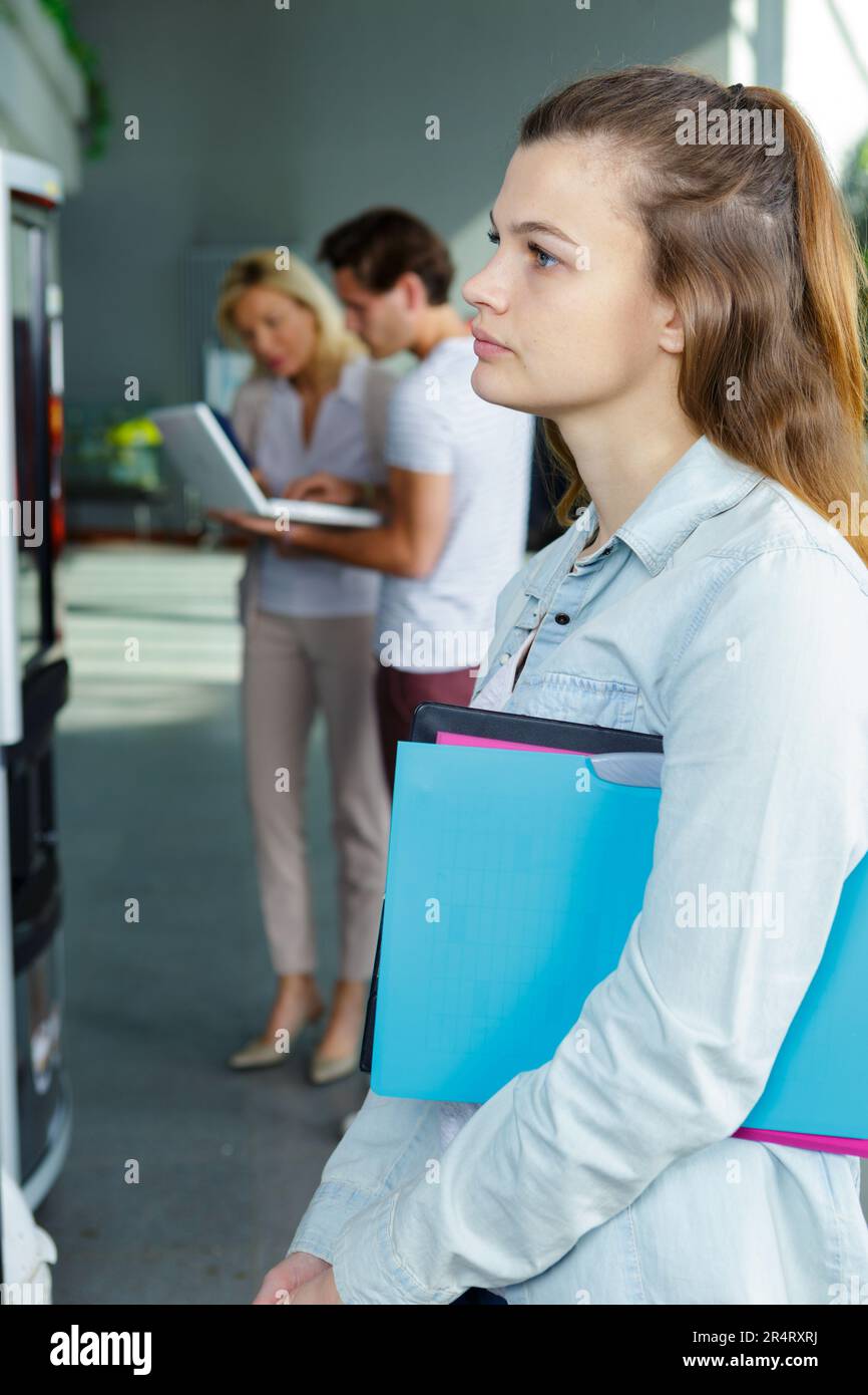 apprenticeship female student waiting for her turn Stock Photo - Alamy