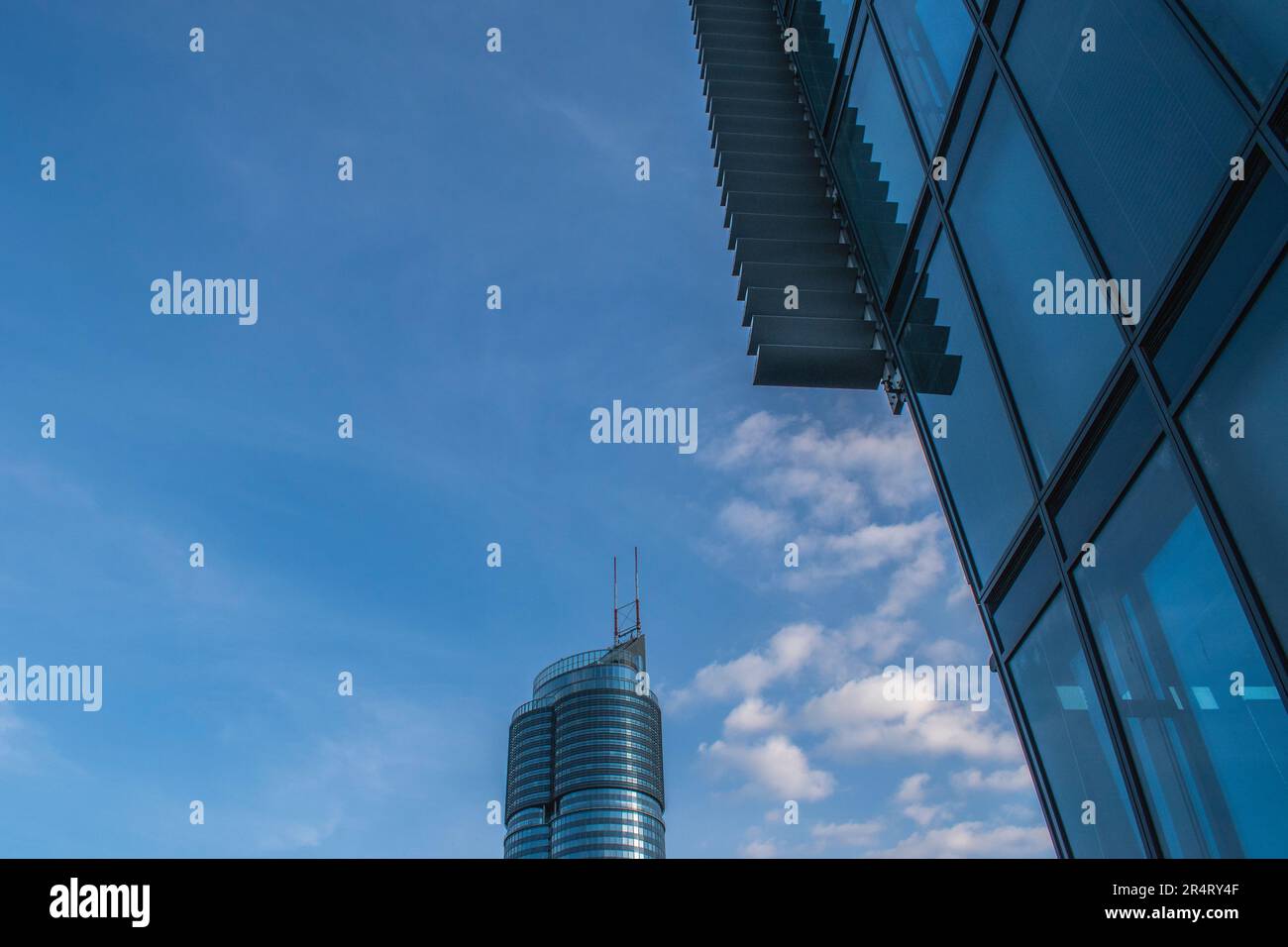 austria, vienna - 5 april 2023 millennium tower, blue sky and modern ...