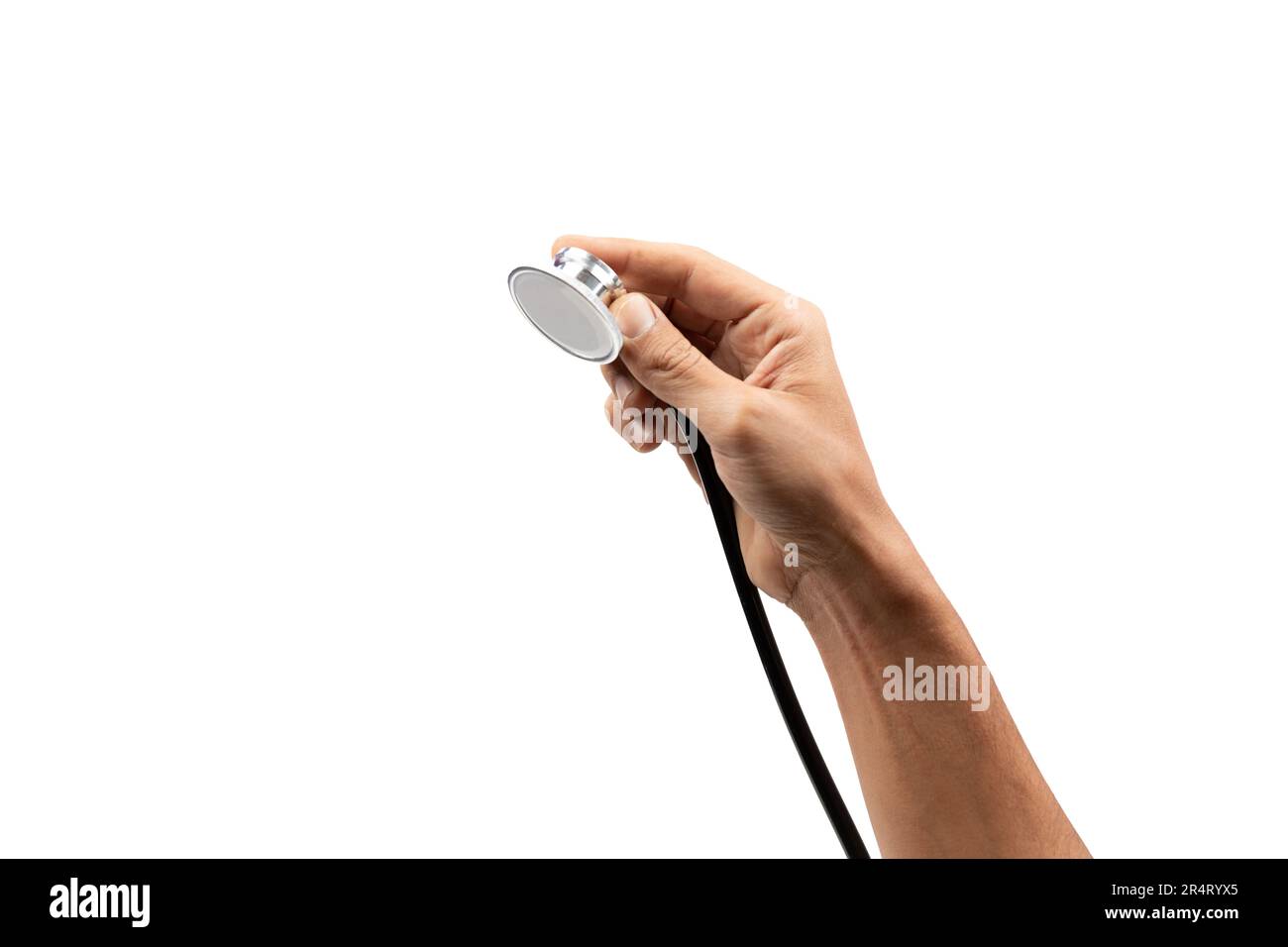 Male hand with stethoscope. Isolated on a white background Stock Photo ...