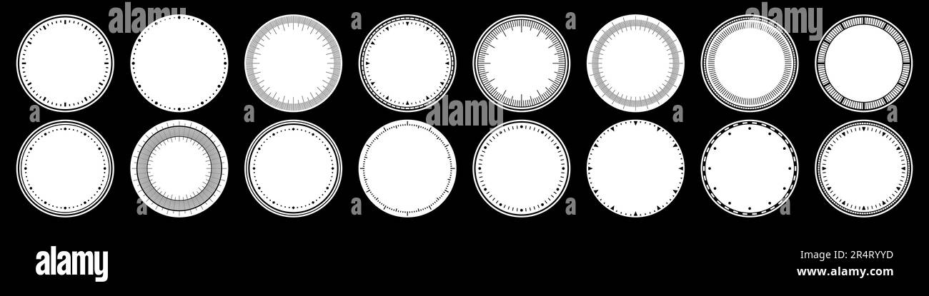 Mechanical clock faces, bezel. Watch dial with minute and hour marks ...