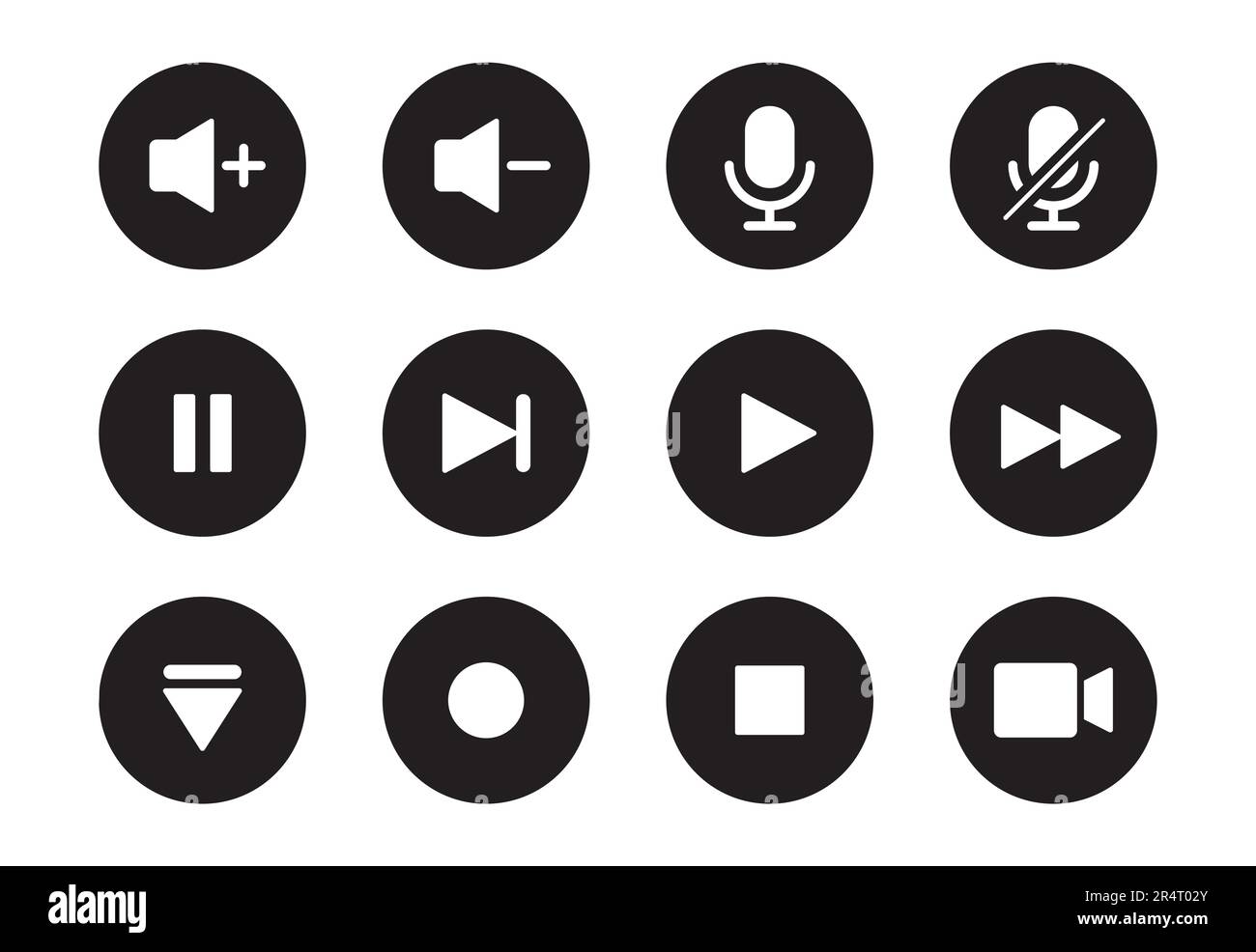 Audio, video, music player circle button icon. Sound control, play ...