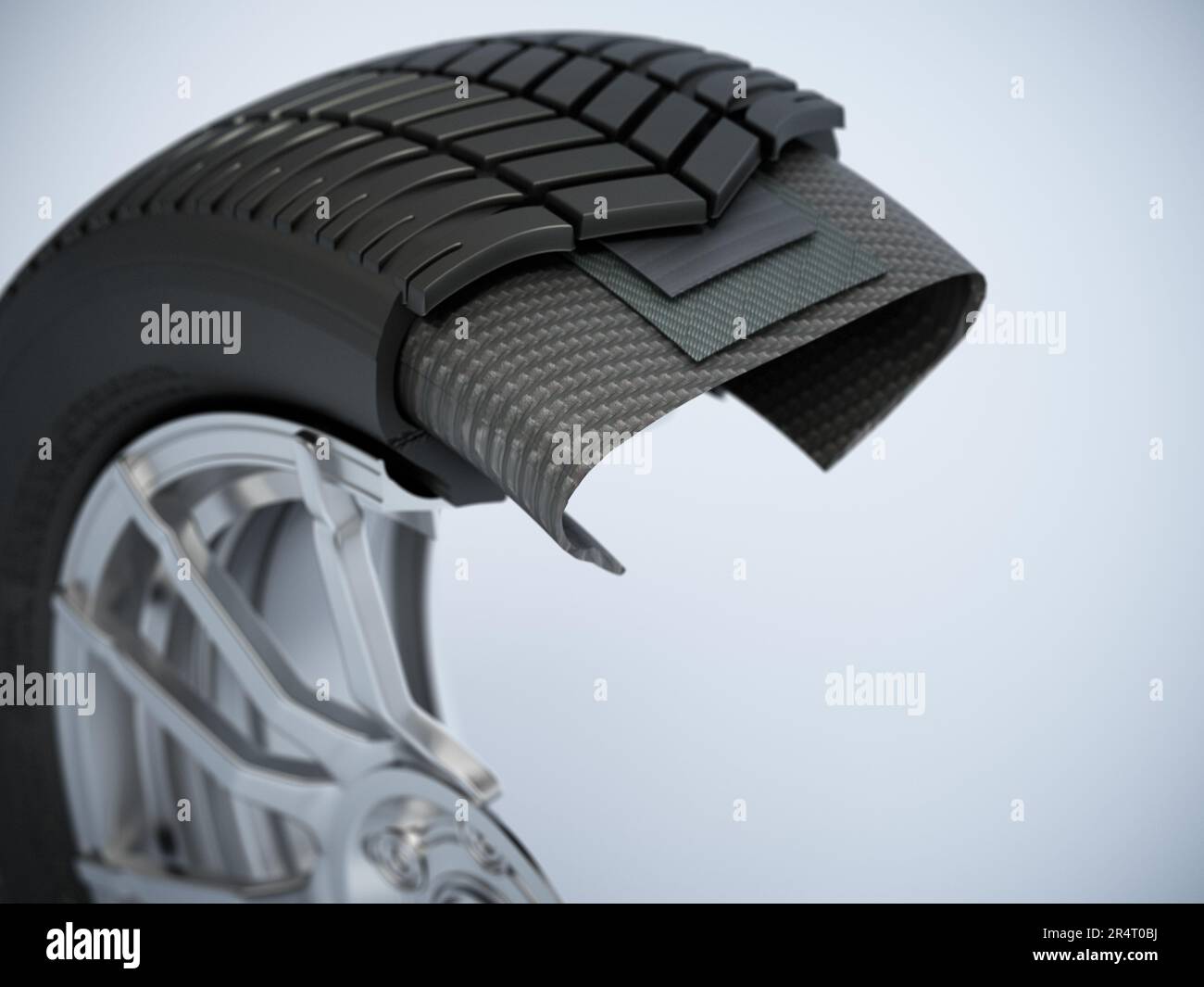 Illustration showing inner structure of car tyre and wheel on gray ...