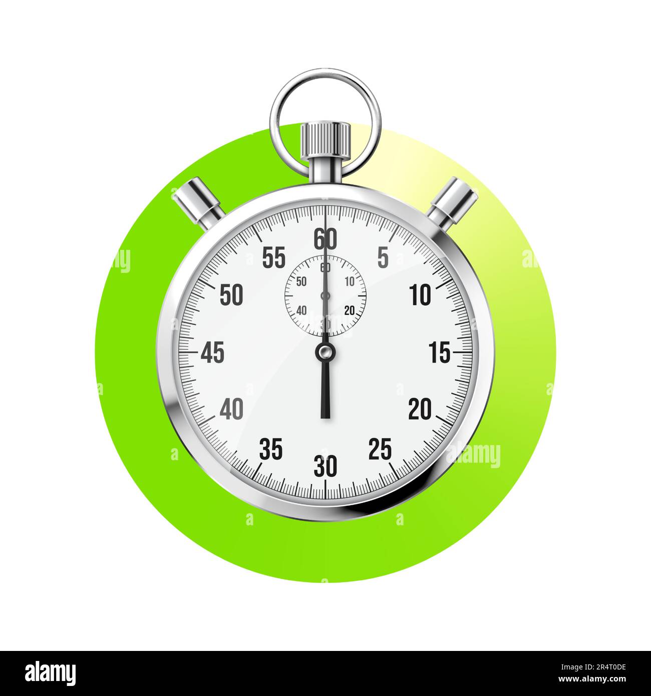 Realistic classic stopwatch. Shiny metal chronometer, time counter with ...