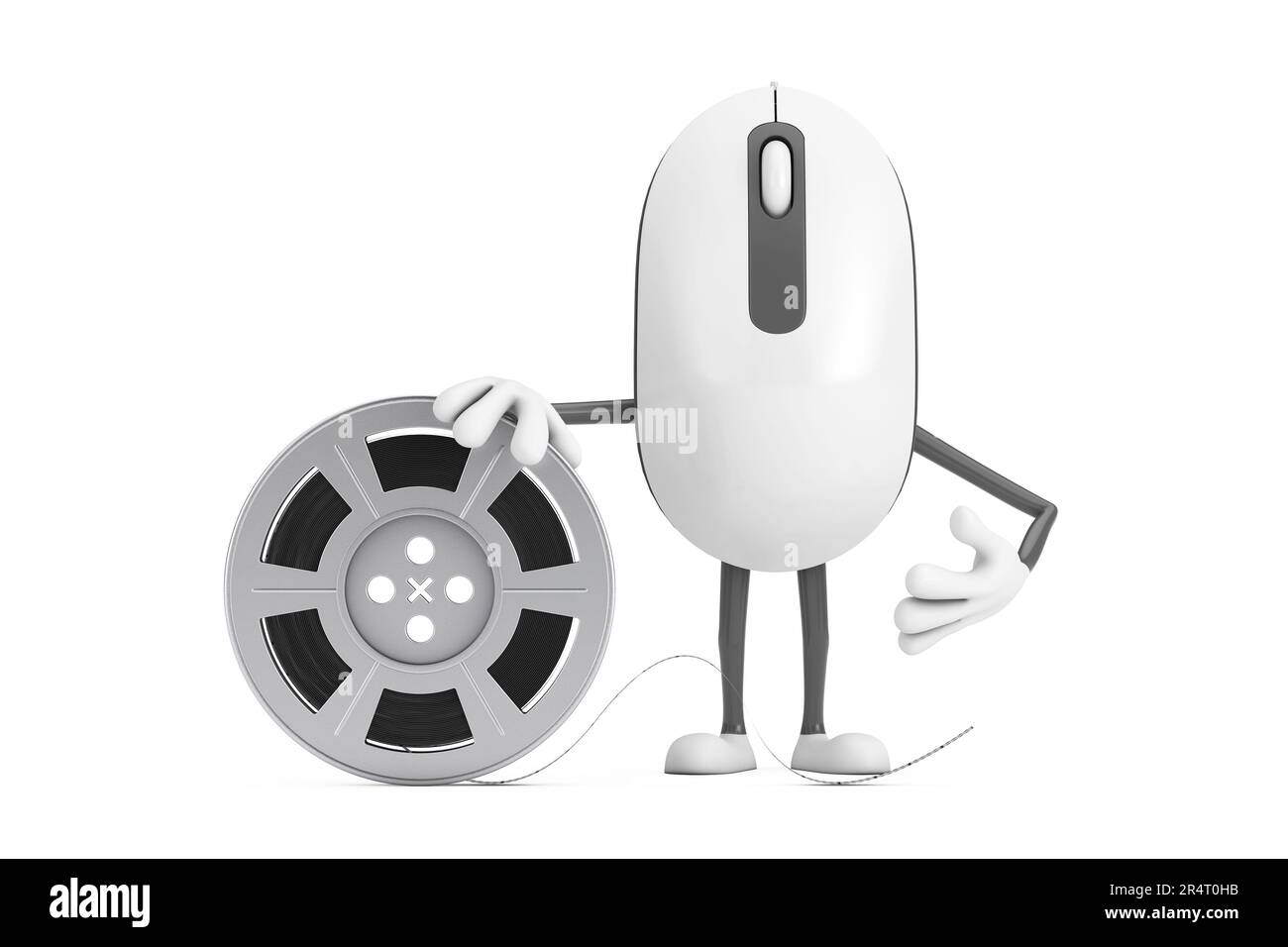 Computer Mouse Cartoon Person Character Mascot with Film Reel Cinema ...