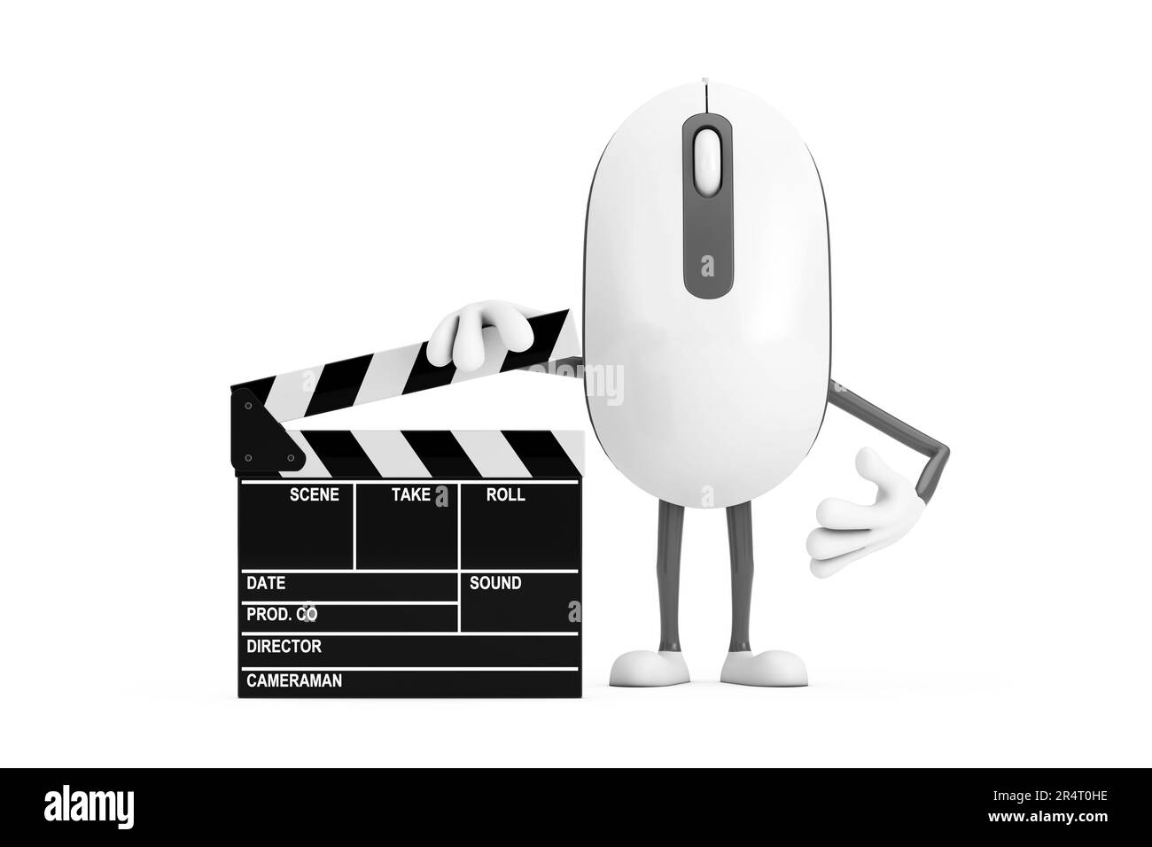 Computer Mouse Cartoon Person Character Mascot with Movie Clapper Board ...