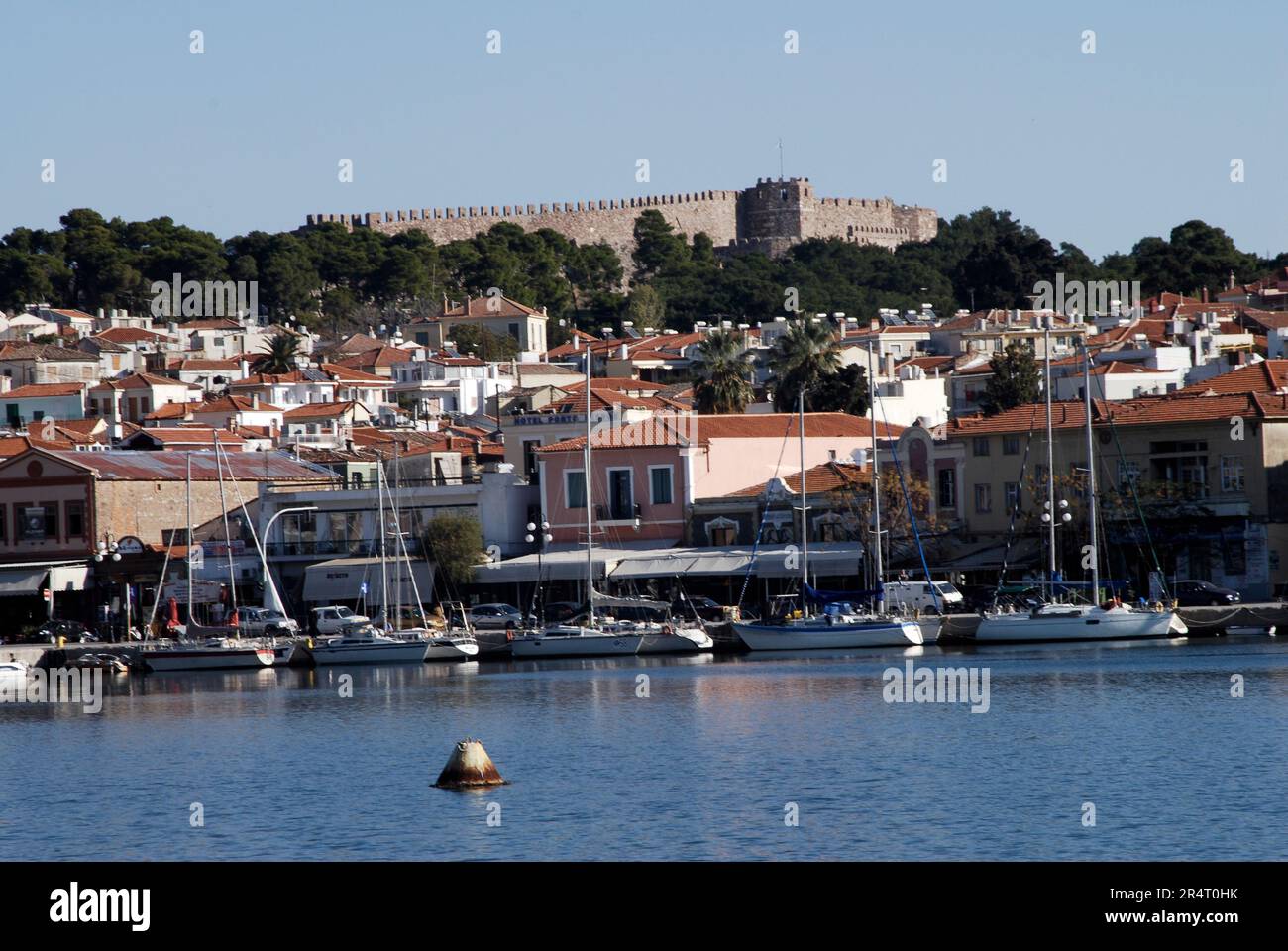 Greece, Northeastern Aegean, Lesvos island Agiasos traditional town ...