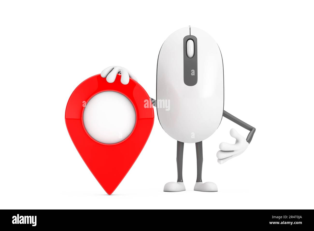 Computer Mouse Cartoon Person Character Mascot with Red Target Map ...