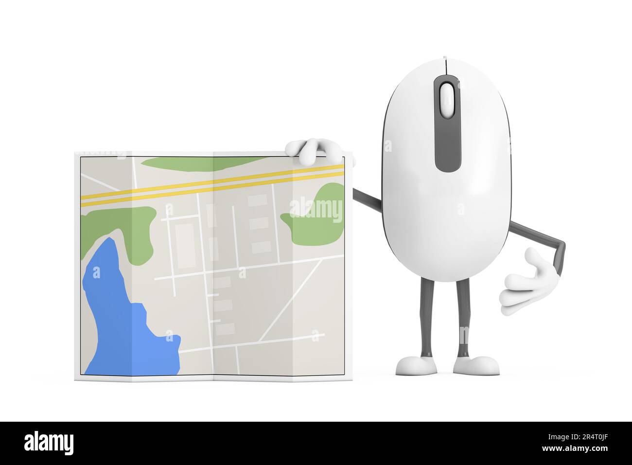 Computer Mouse Cartoon Person Character Mascot with Abstract City Plan ...