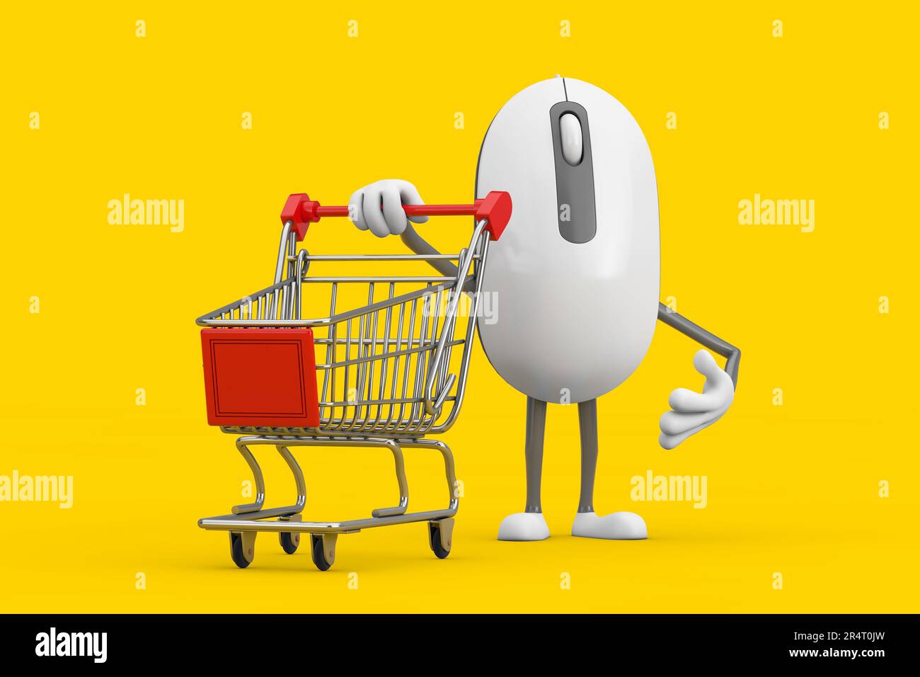 Computer Mouse Cartoon Person Character Mascot with Shopping Cart ...