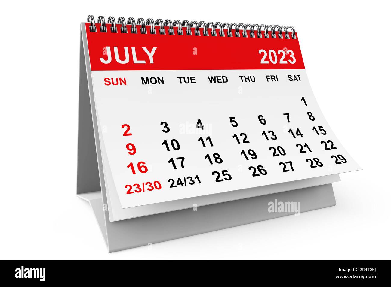 2023 Year July Calendar on a white background. 3d rendering Stock Photo ...