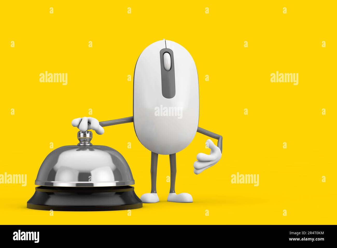 Computer Mouse Cartoon Person Character Mascot with Hotel Service Bell ...