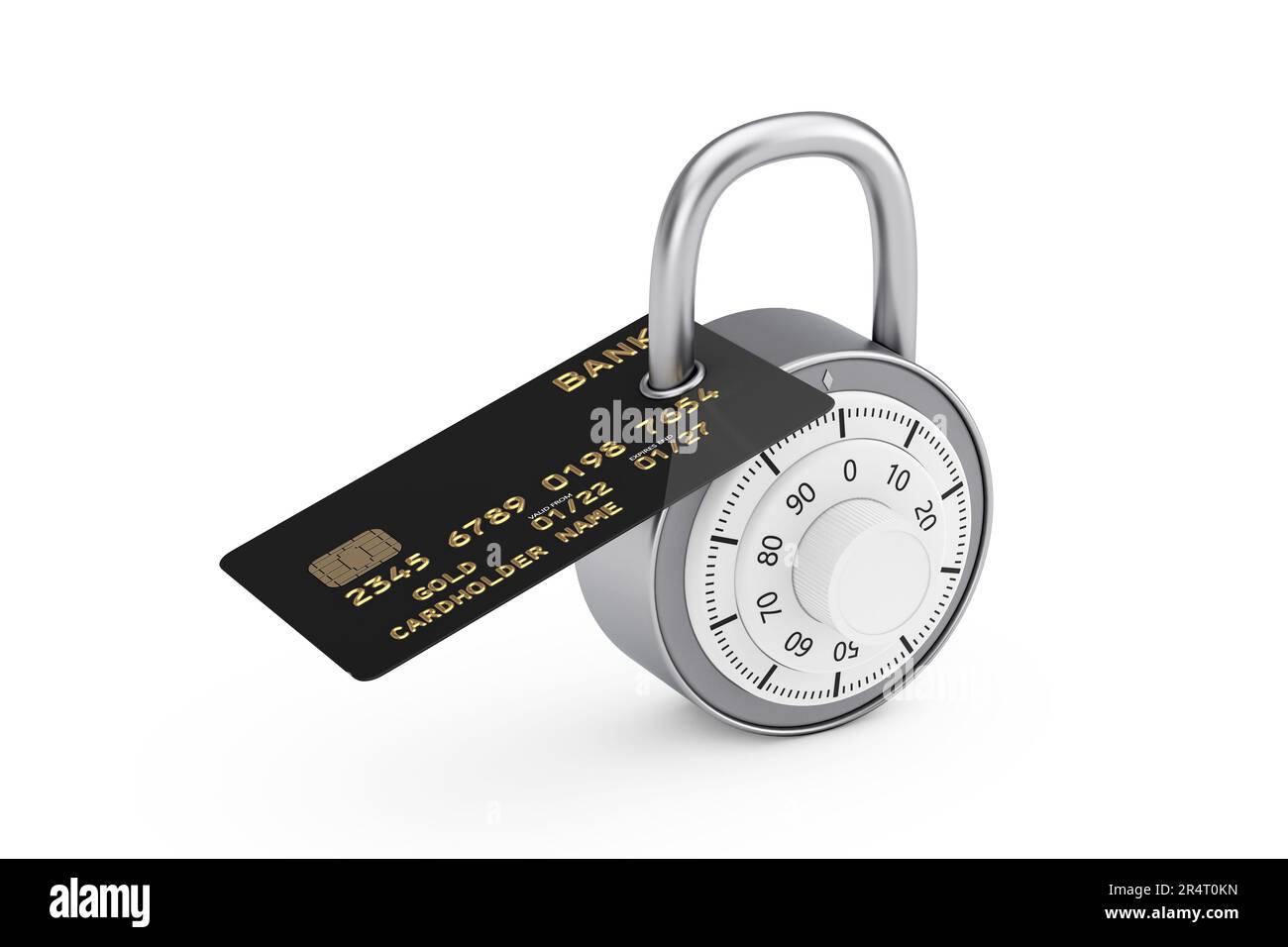 Security Combination Padlock with Black Plastic Golden Credit Card with ...