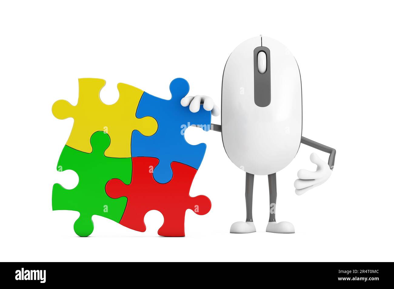 Computer Mouse Cartoon Person Character Mascot with Four Pieces of ...