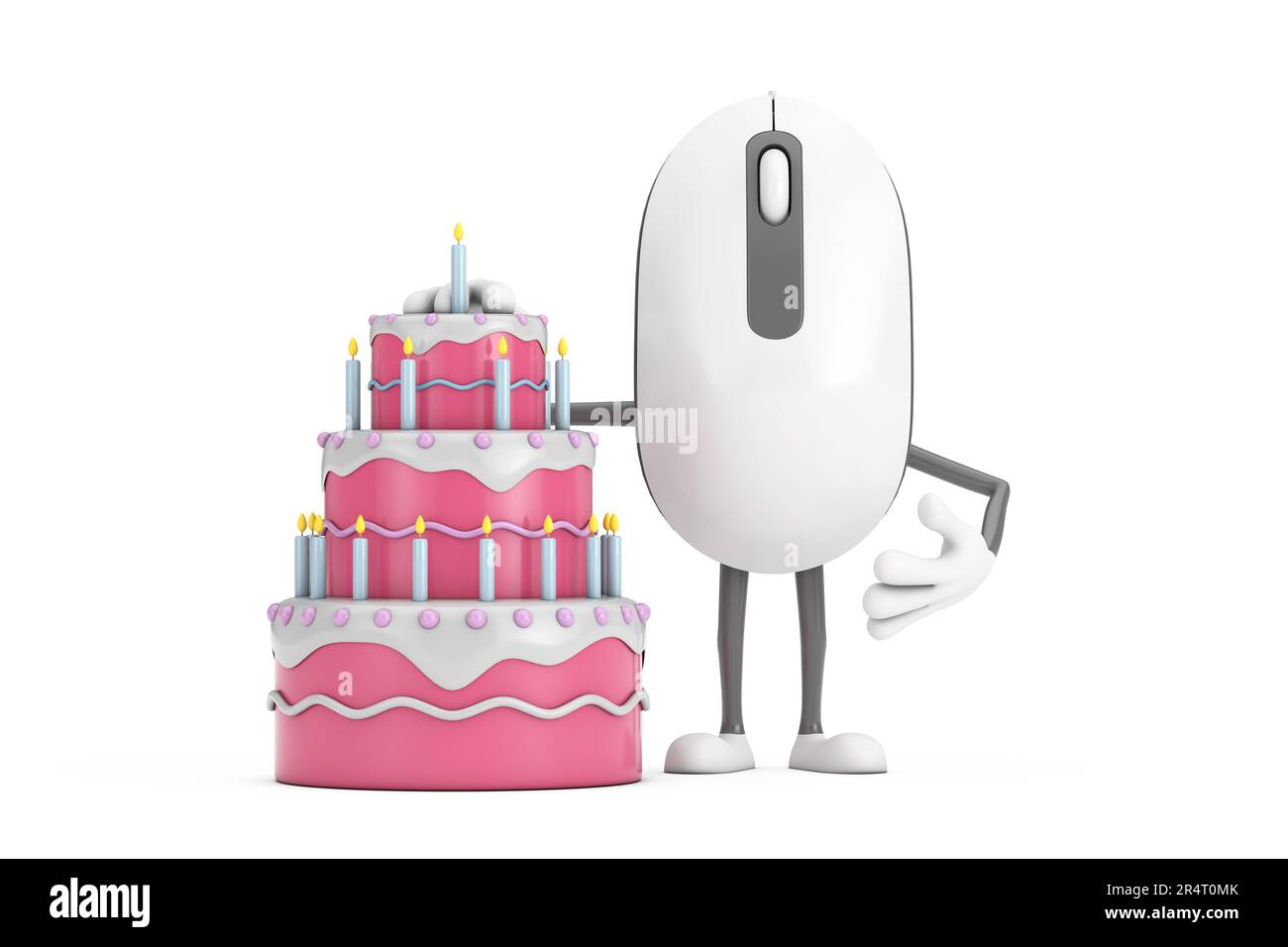Computer Mouse Cartoon Person Character Mascot with Birthday Cartoon ...