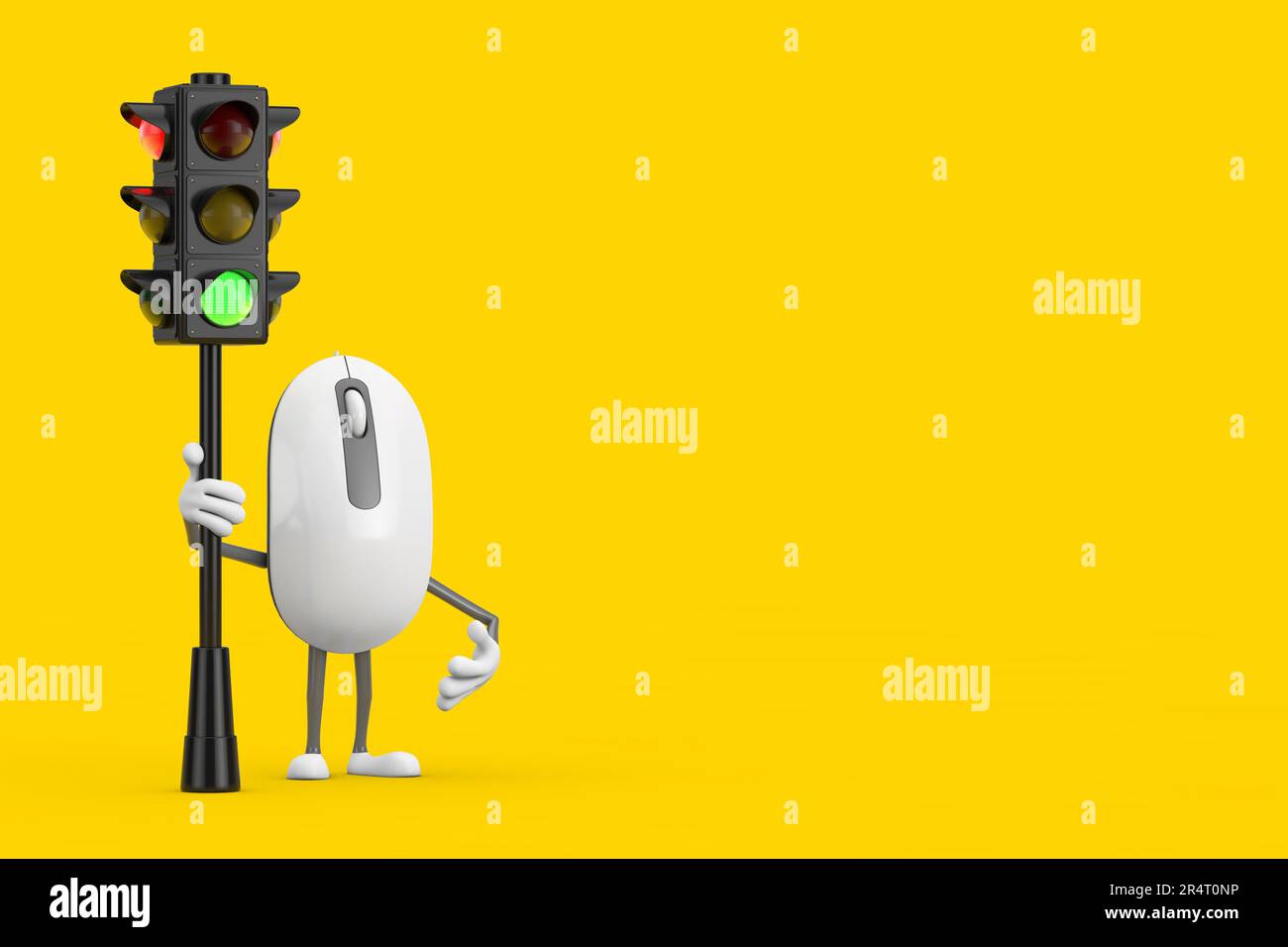 Computer Mouse Cartoon Person Character Mascot with Traffic Green Light ...