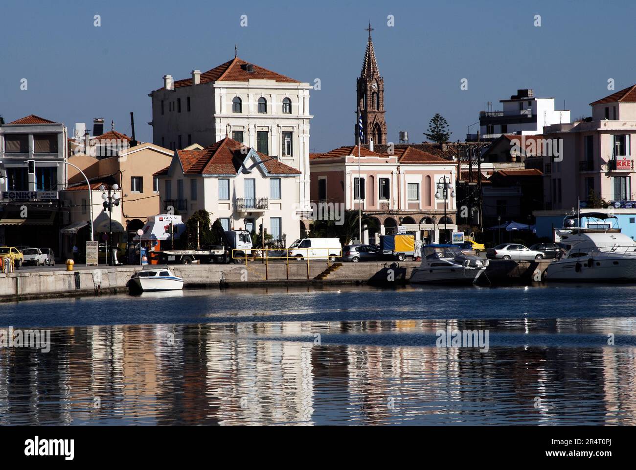 Greece, Northeastern Aegean, Lesvos island Agiasos traditional town ...