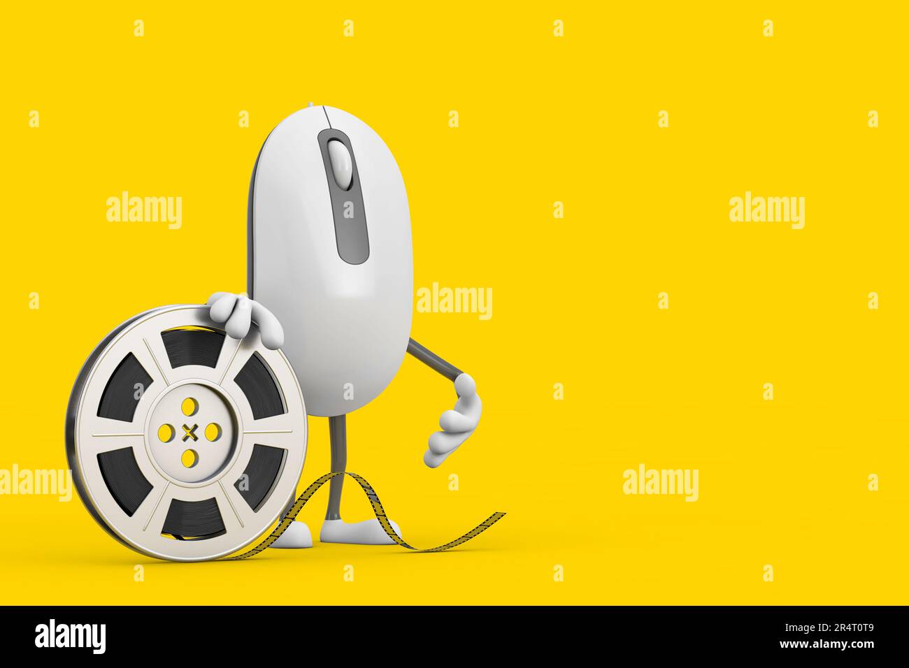 Computer Mouse Cartoon Person Character Mascot with Film Reel Cinema ...