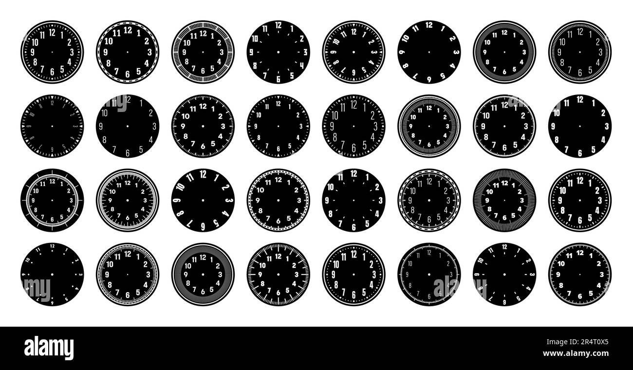 Mechanical clock faces, watch dial with numerals, bezel. Timer or ...