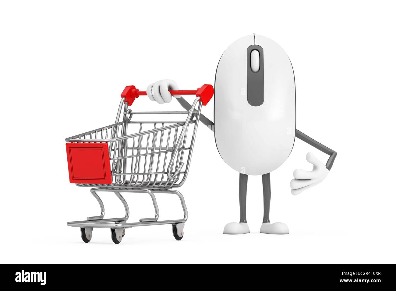 Computer Mouse Cartoon Person Character Mascot with Shopping Cart ...