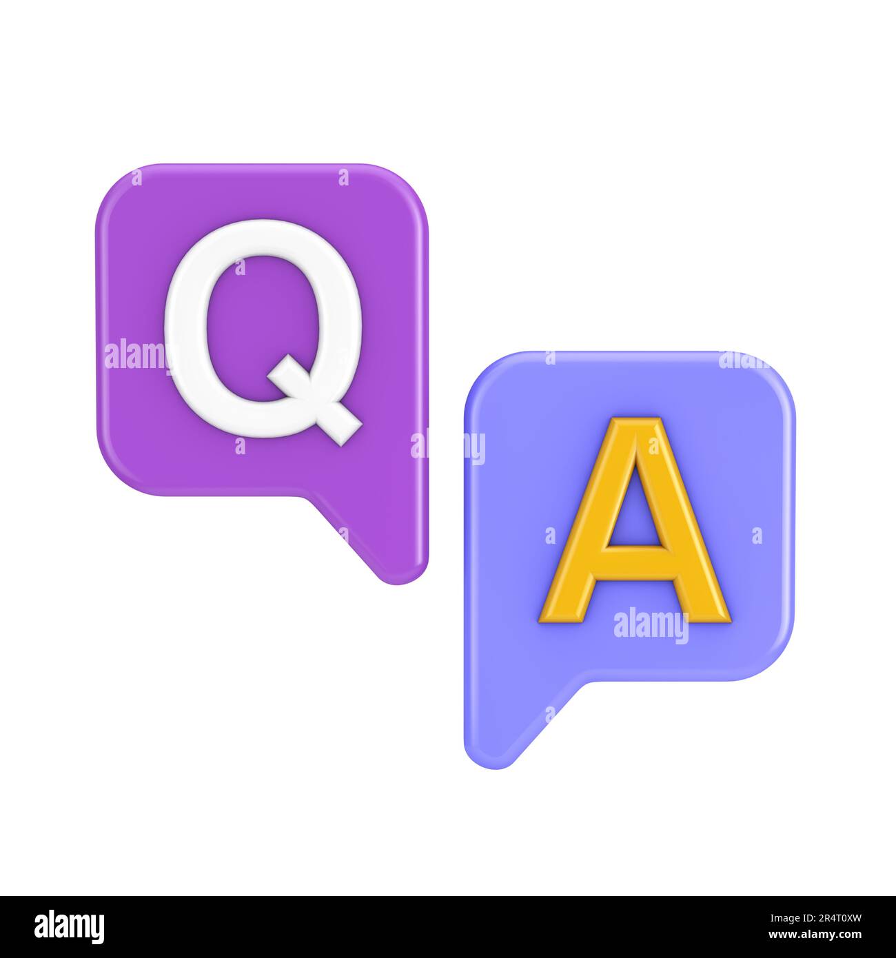 Cartoon Answer and Question Speech Bubble Web Icon Sign on a white ...