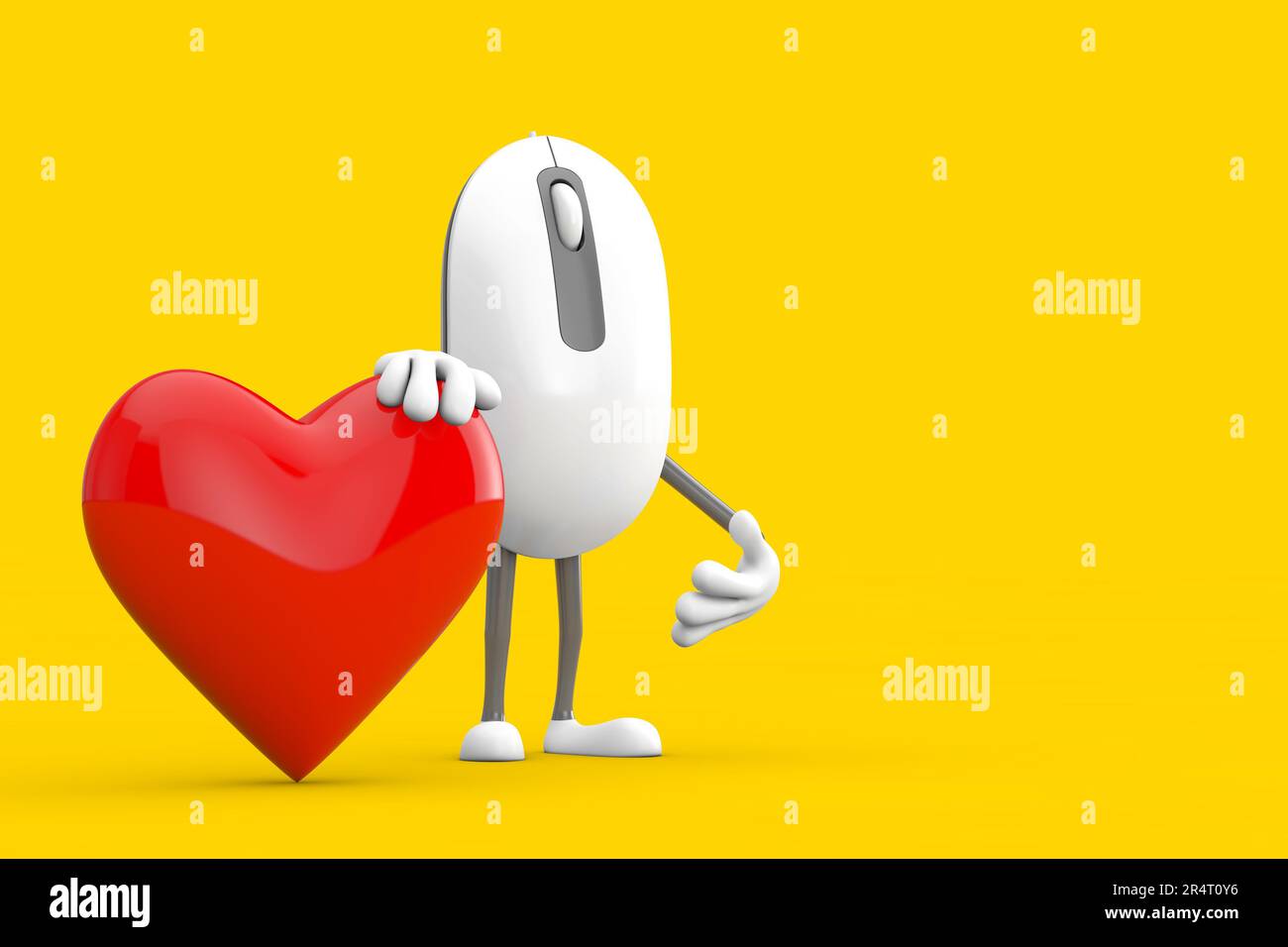 Computer Mouse Cartoon Person Character Mascot with Red Heart on a ...