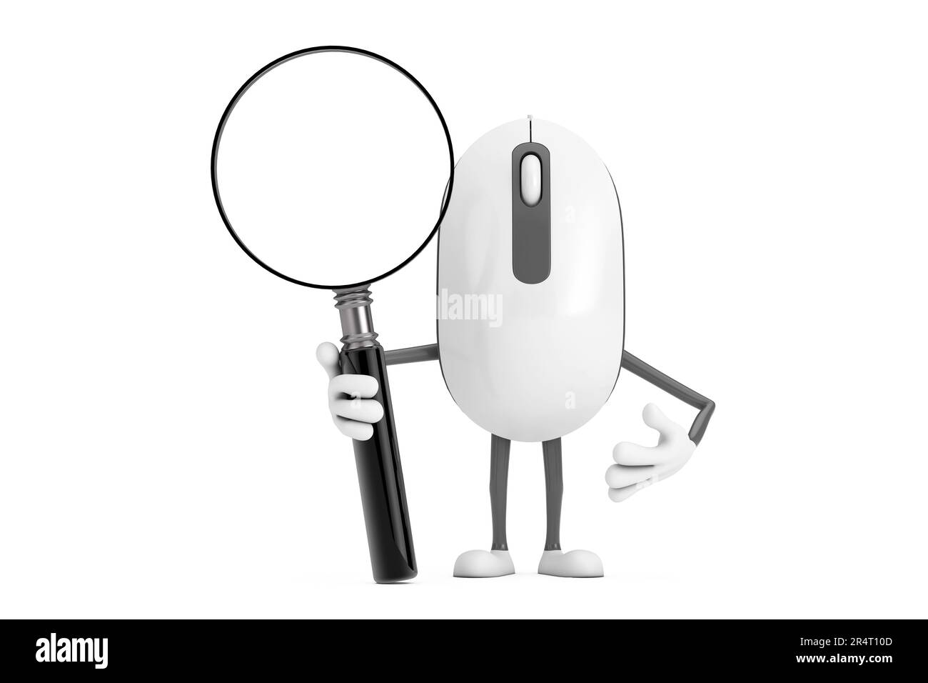 Computer Mouse Cartoon Person Character Mascot with Magnifying Glass on ...
