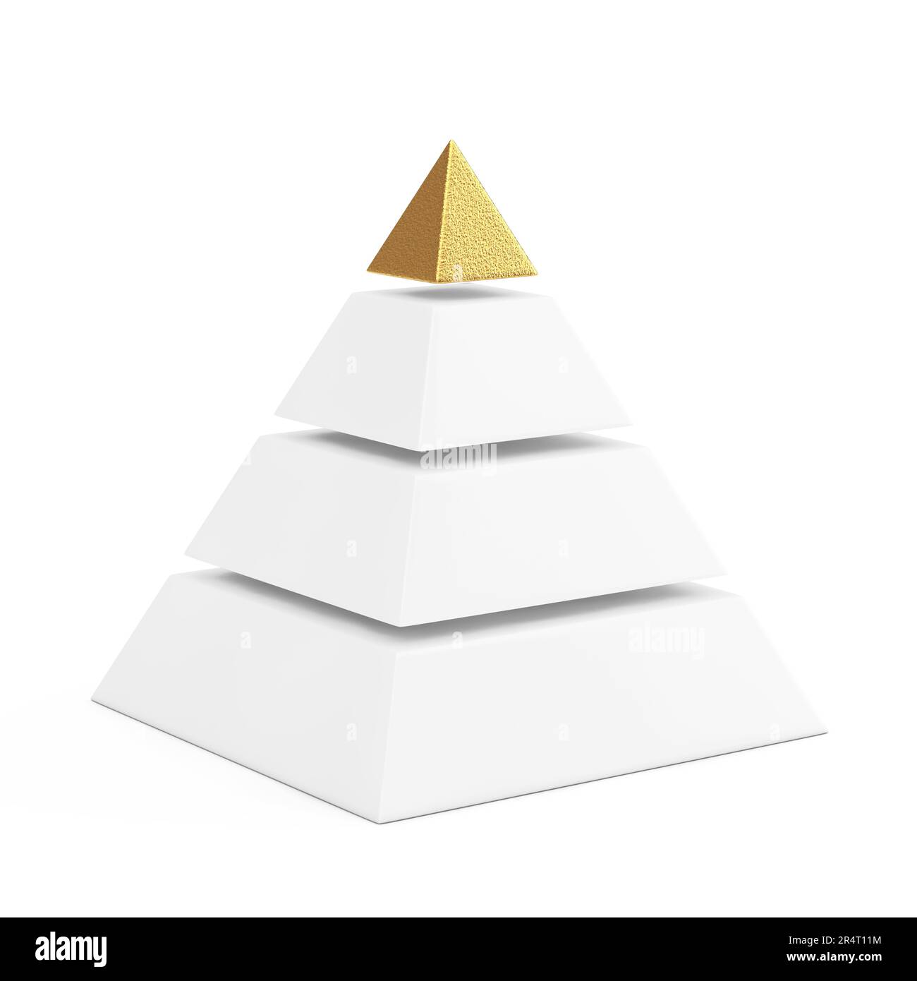 Hierarchy Concept. White Blocks Pyramid with Golden Top on a white ...