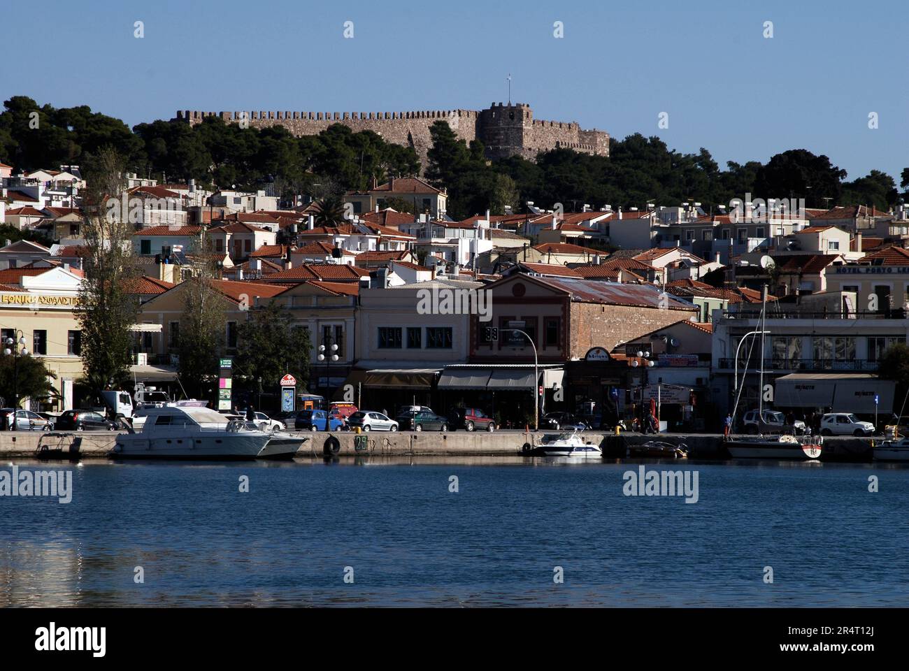 Greece, Northeastern Aegean, Lesvos island Agiasos traditional town ...