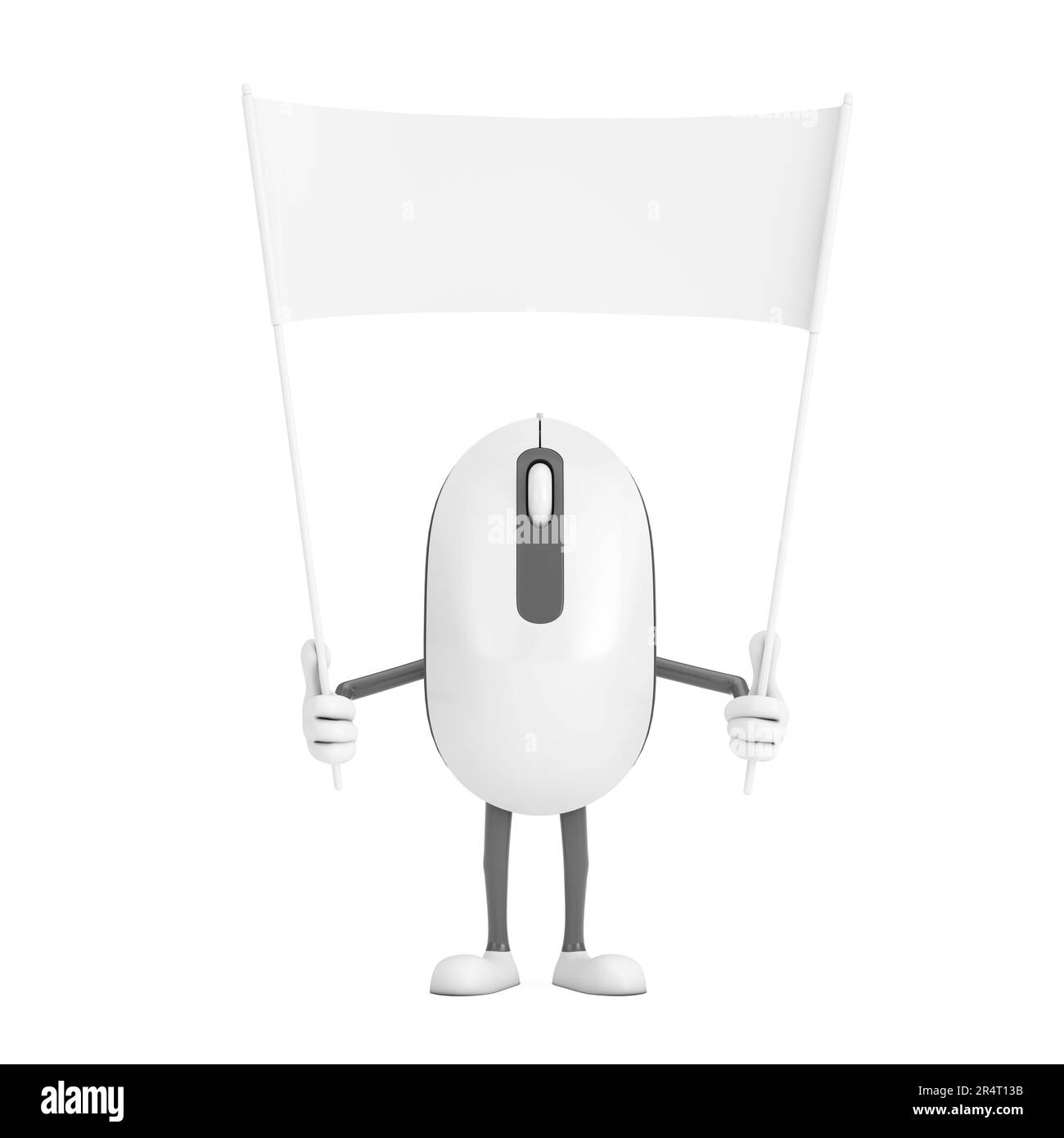 Computer Mouse Cartoon Person Character Mascot and Empty White Blank ...