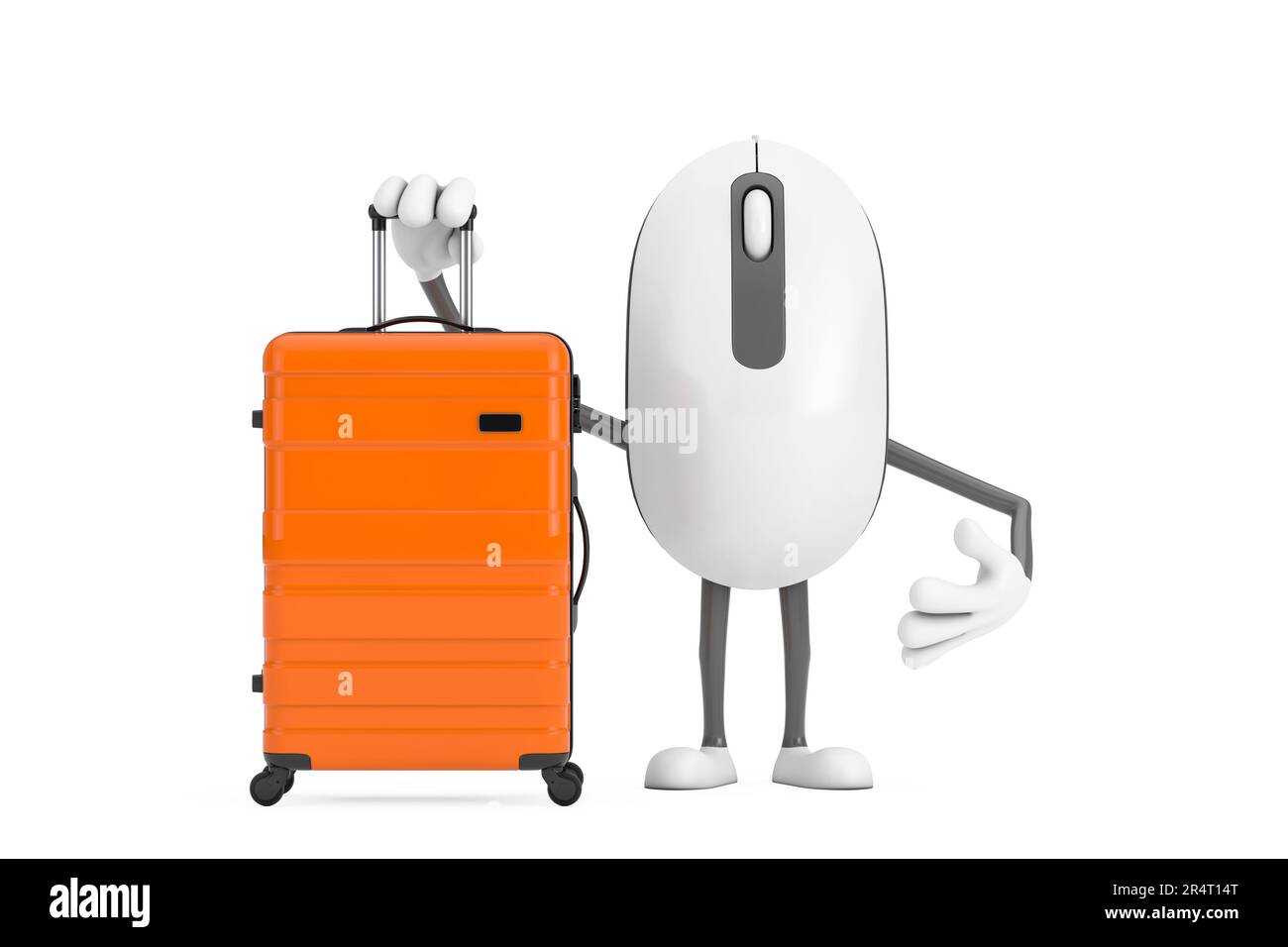 Computer Mouse Cartoon Person Character Mascot with Orange Travel ...