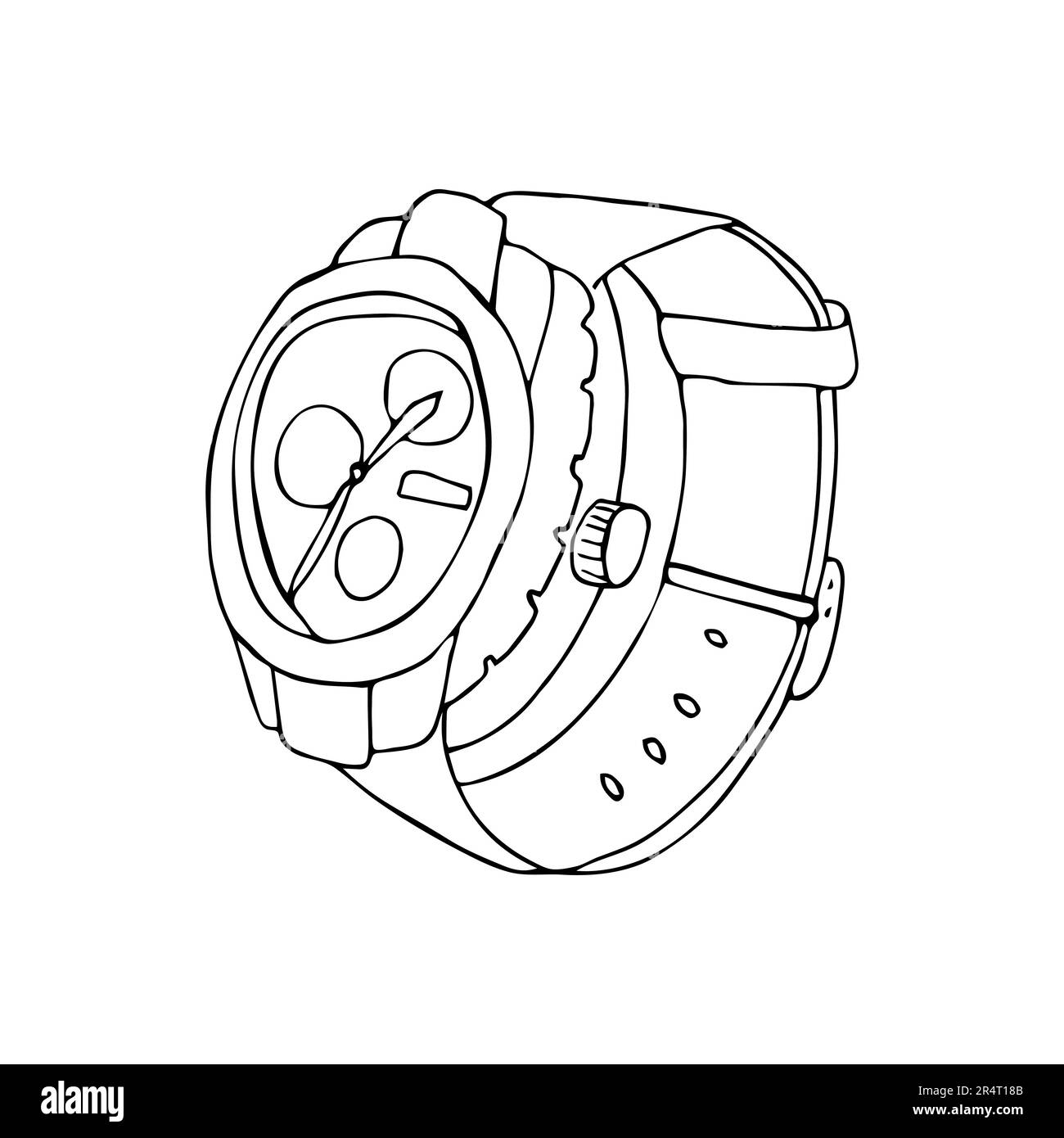 Hand-drawn watches, isolated vector illustration on white background ...