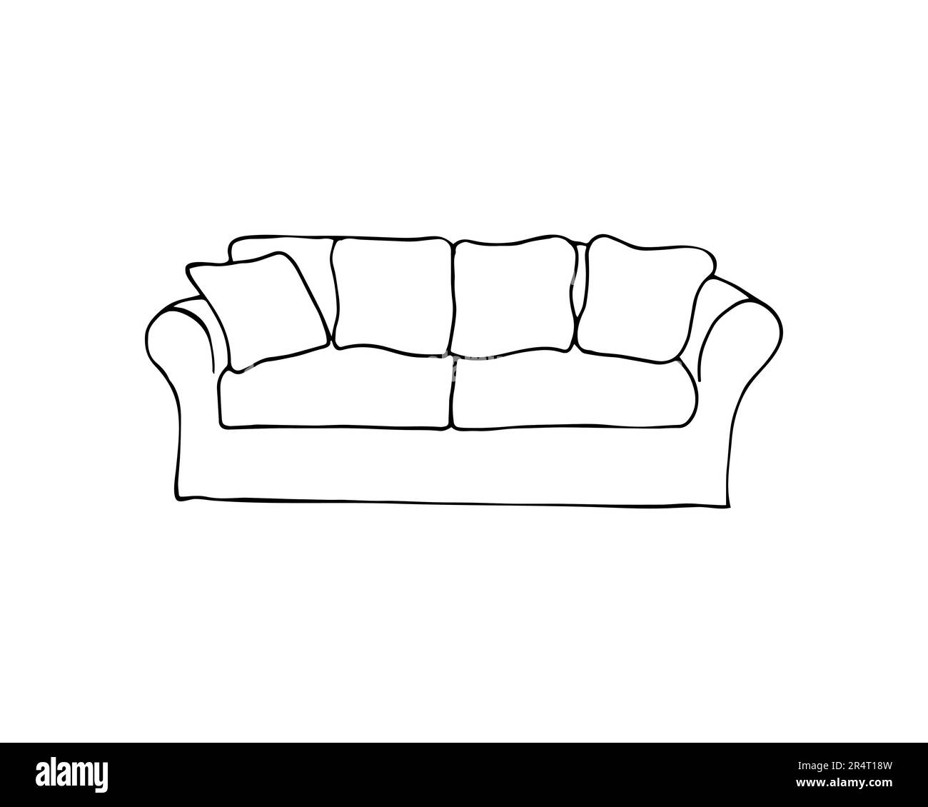 Hand-drawn sofa. Isolated vector illustration on white background Stock ...