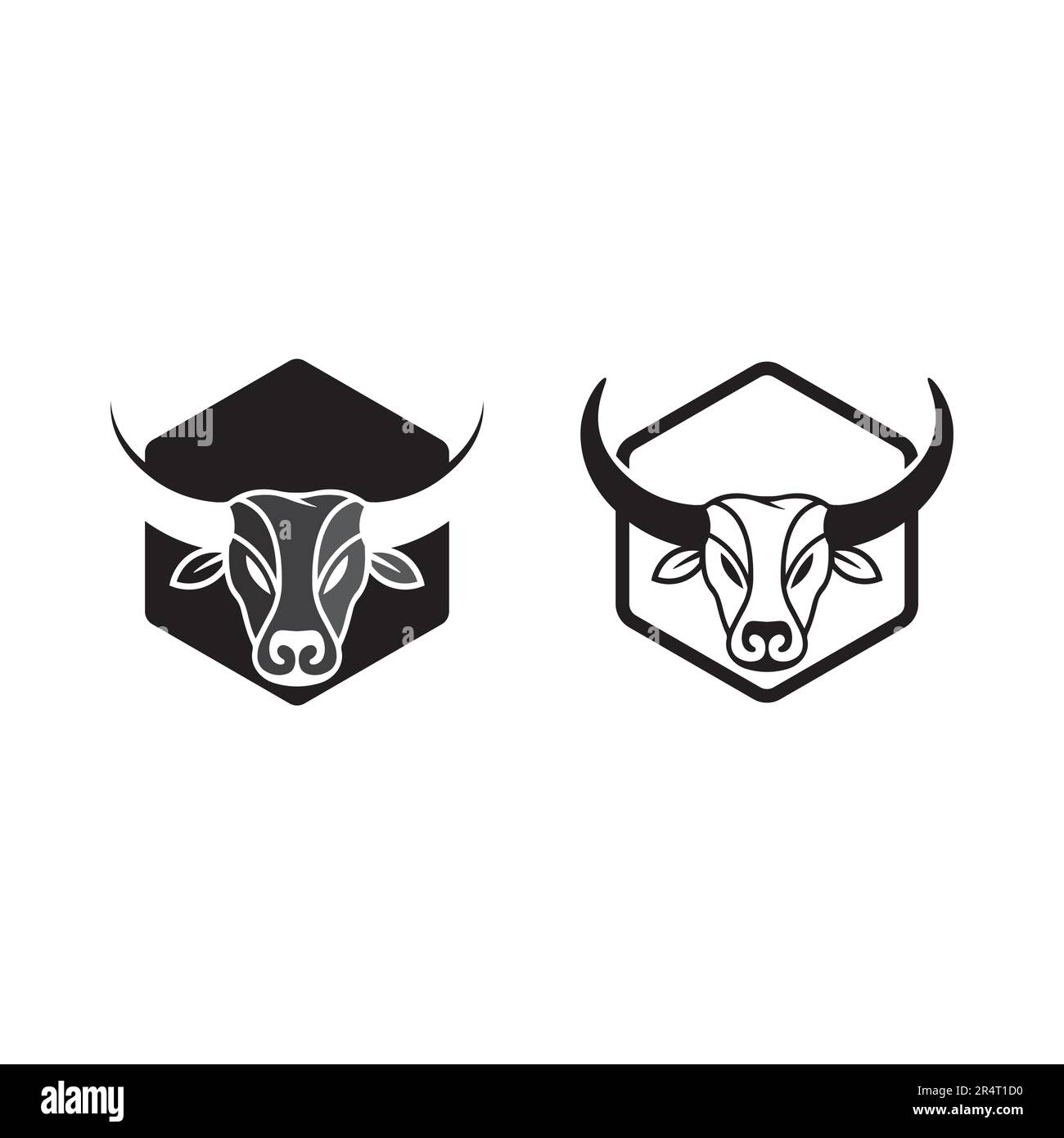 bull and cow logo design icon vector horn animals Stock Vector Image ...