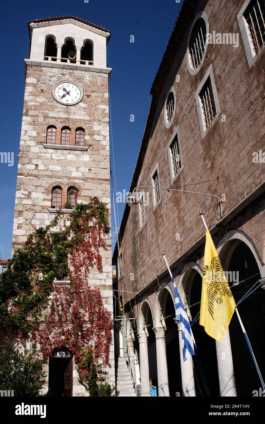 Greece, Northeastern Aegean, Lesvos island Agiasos traditional town ...