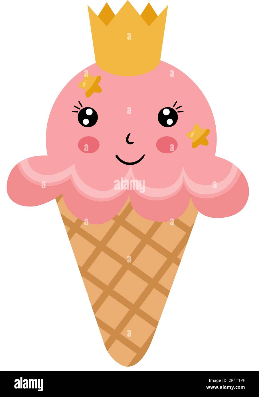 Funny ice cream cone with gold crown and stars Stock Photo - Alamy