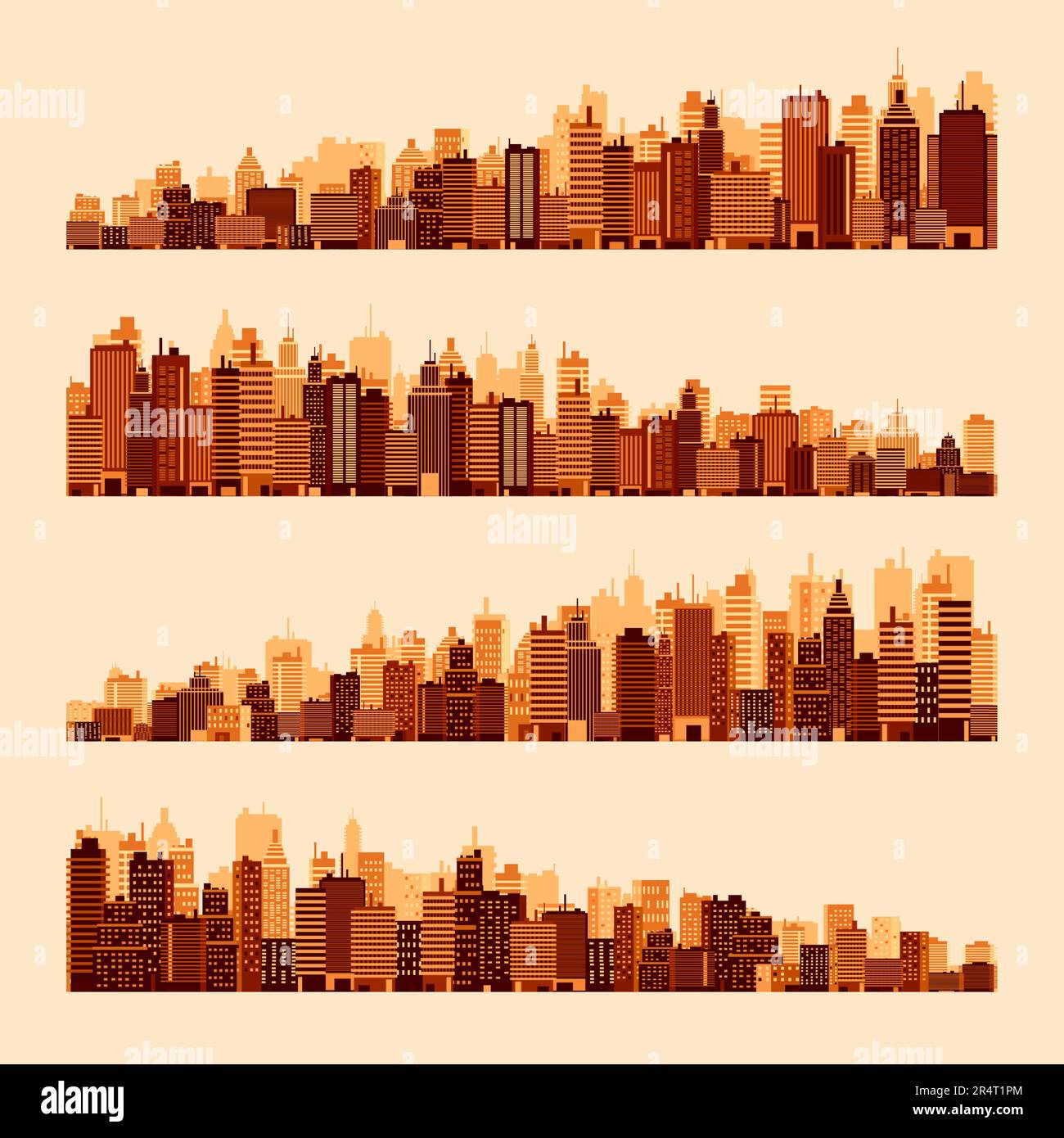 City silhouettes. Cityscape, town skyline, horizontal panorama. Midtown ...