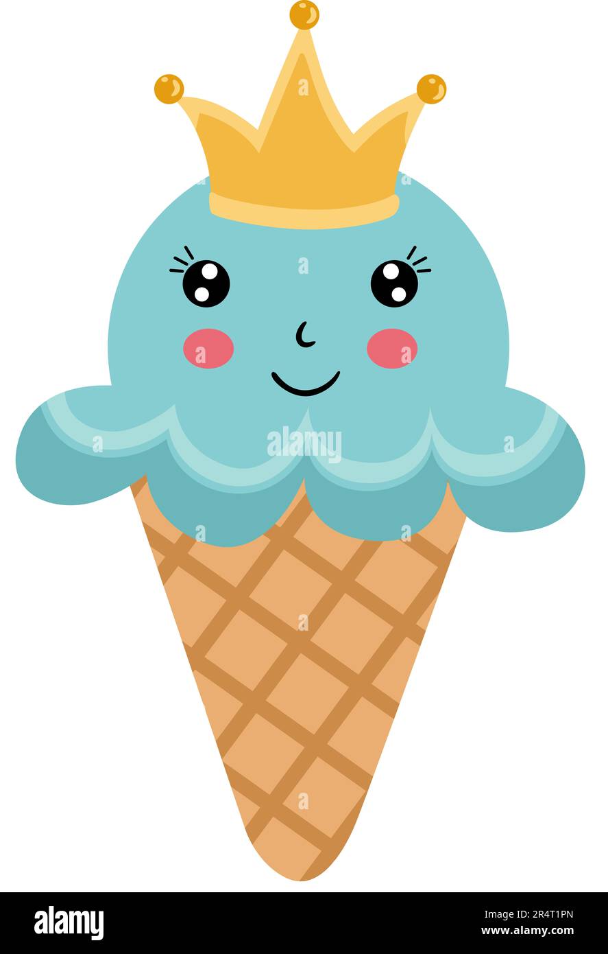 Funny ice cream cone with gold crown Stock Photo - Alamy