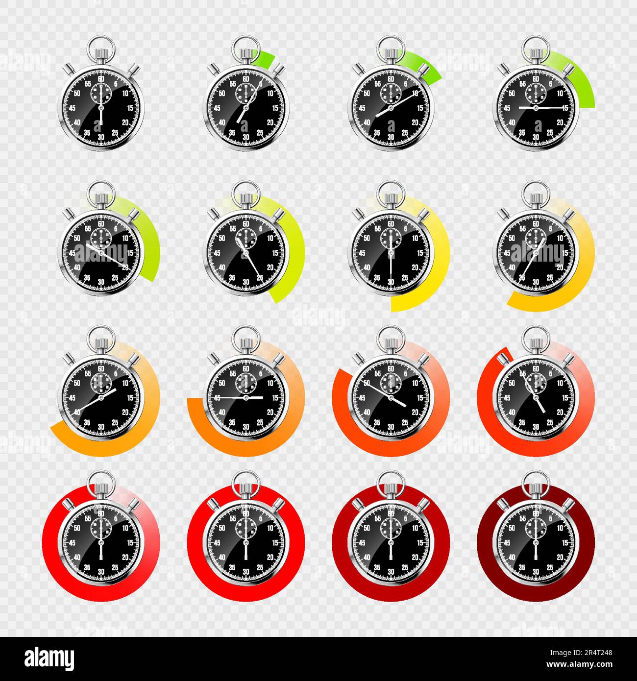 Realistic classic stopwatch. Shiny metal chronometer, black time ...