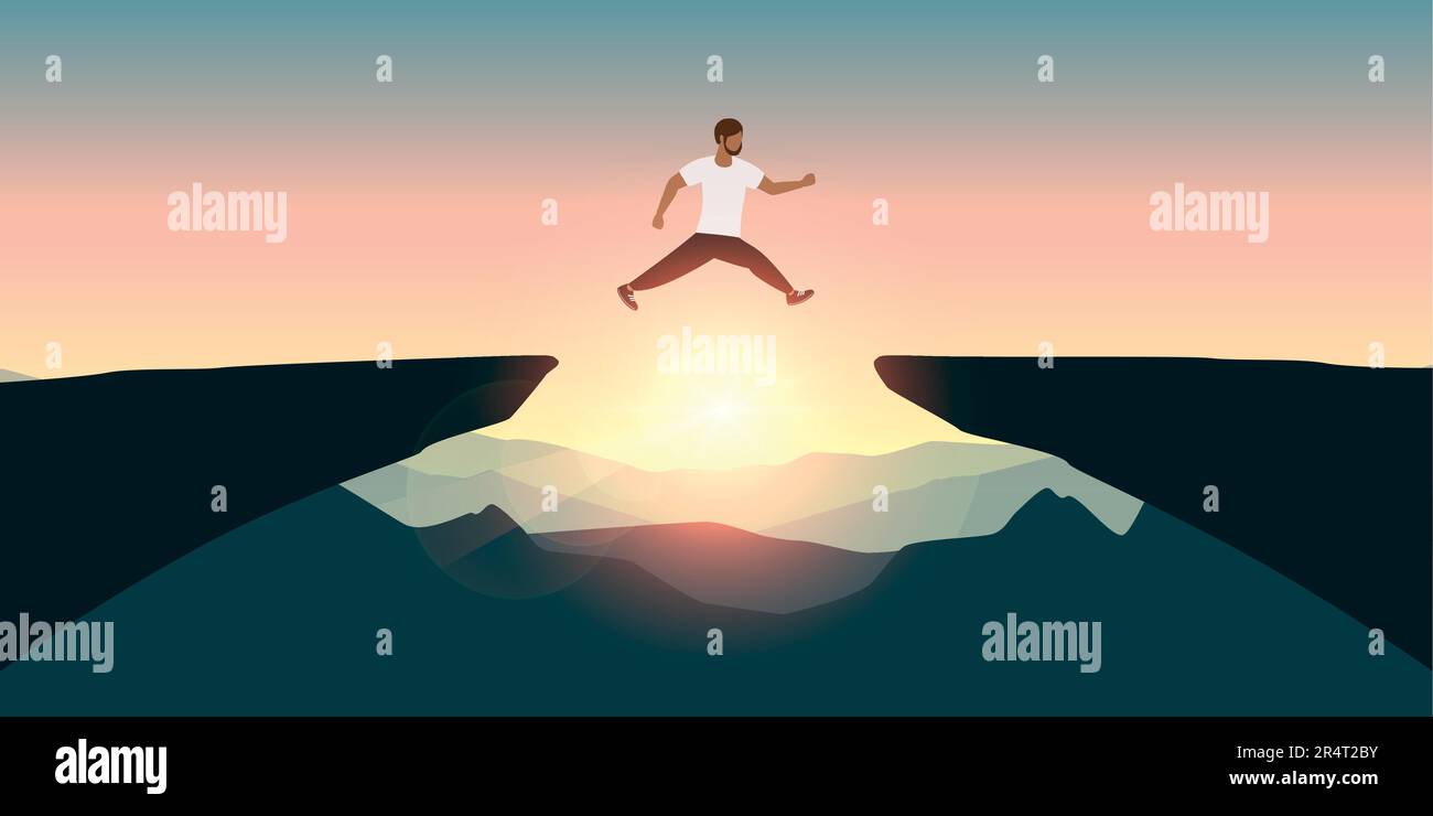 Cartoon illustration man jumping over hi-res stock photography and ...