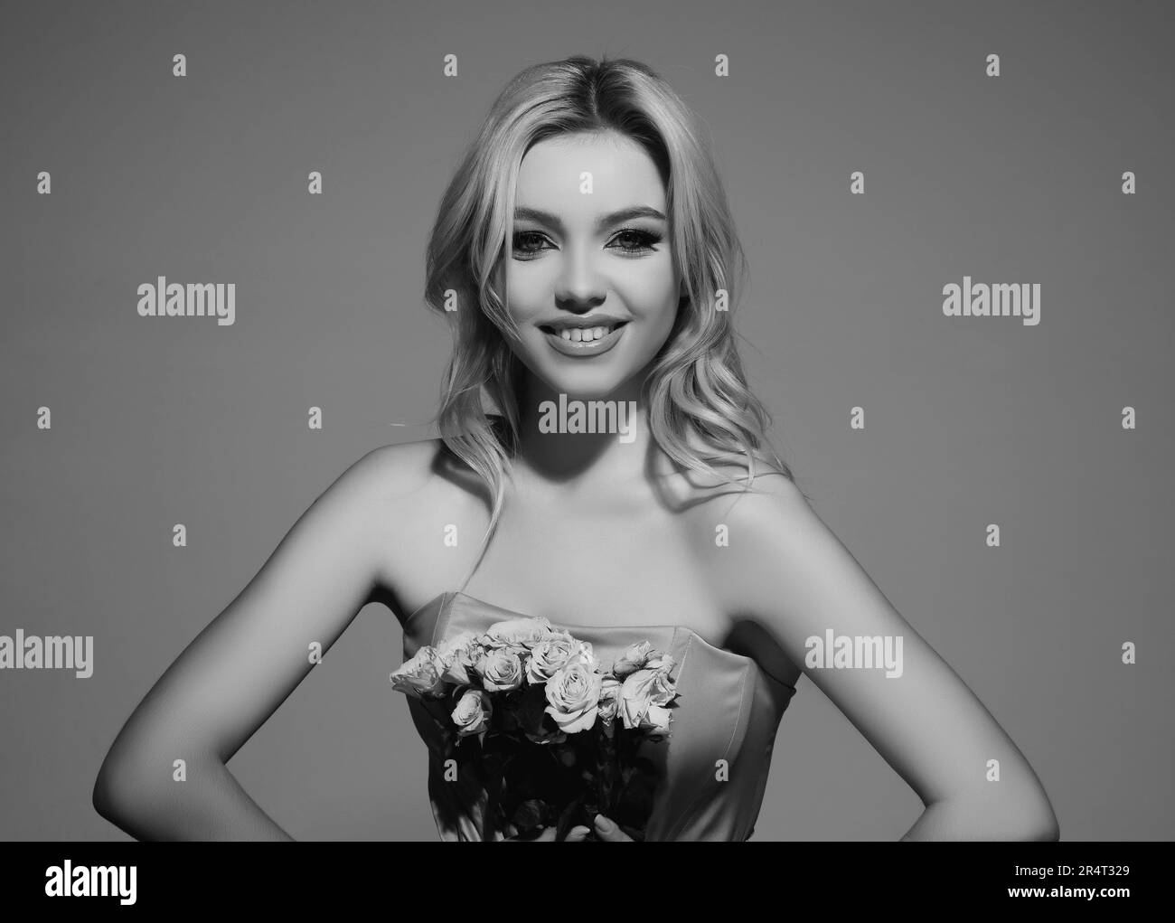 Studio portrait of beautiful elegant woman. High fashion model Stock ...