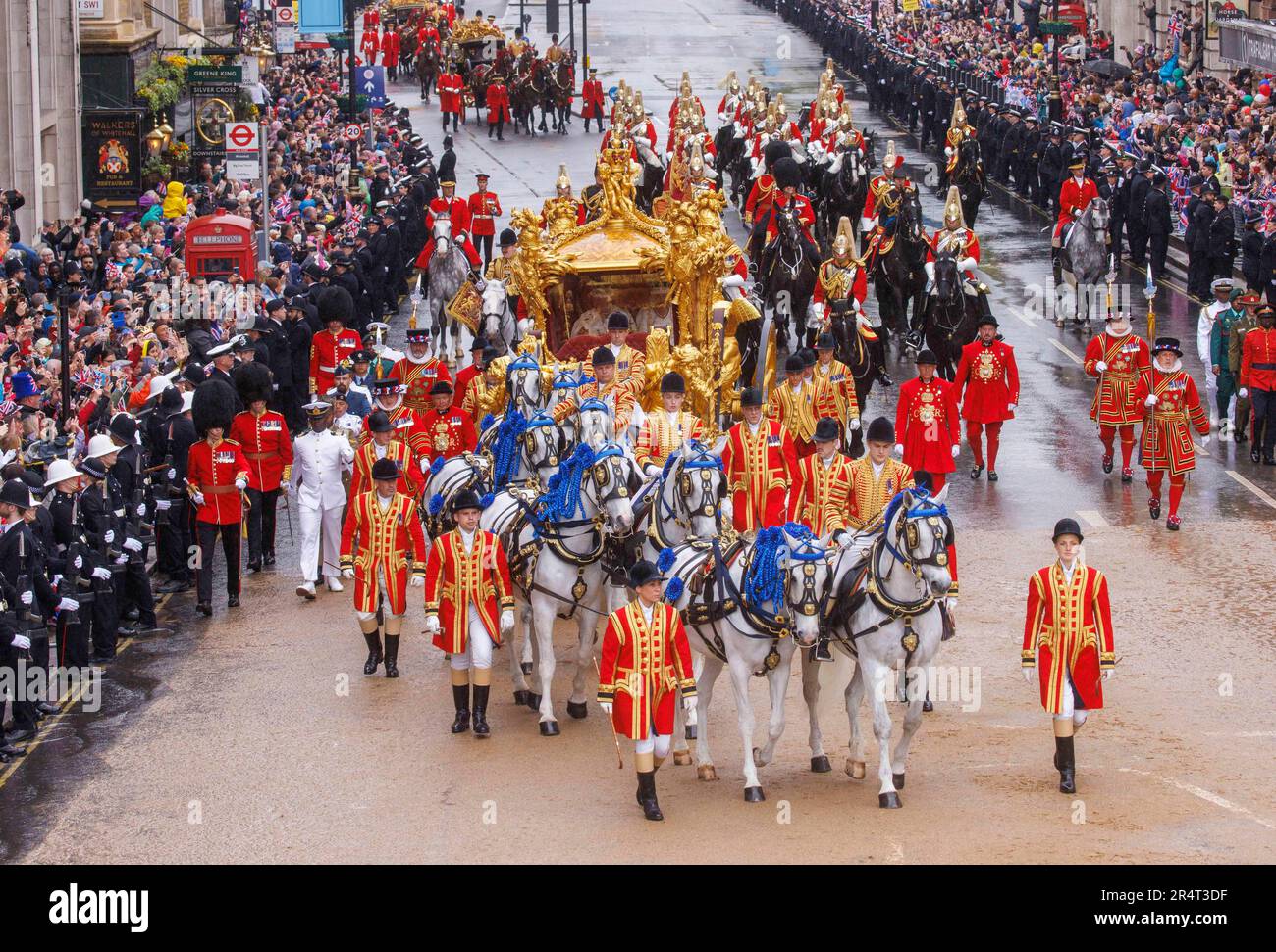 King Charles III and Queen Camilla, travel from Westminster Abbey in ...