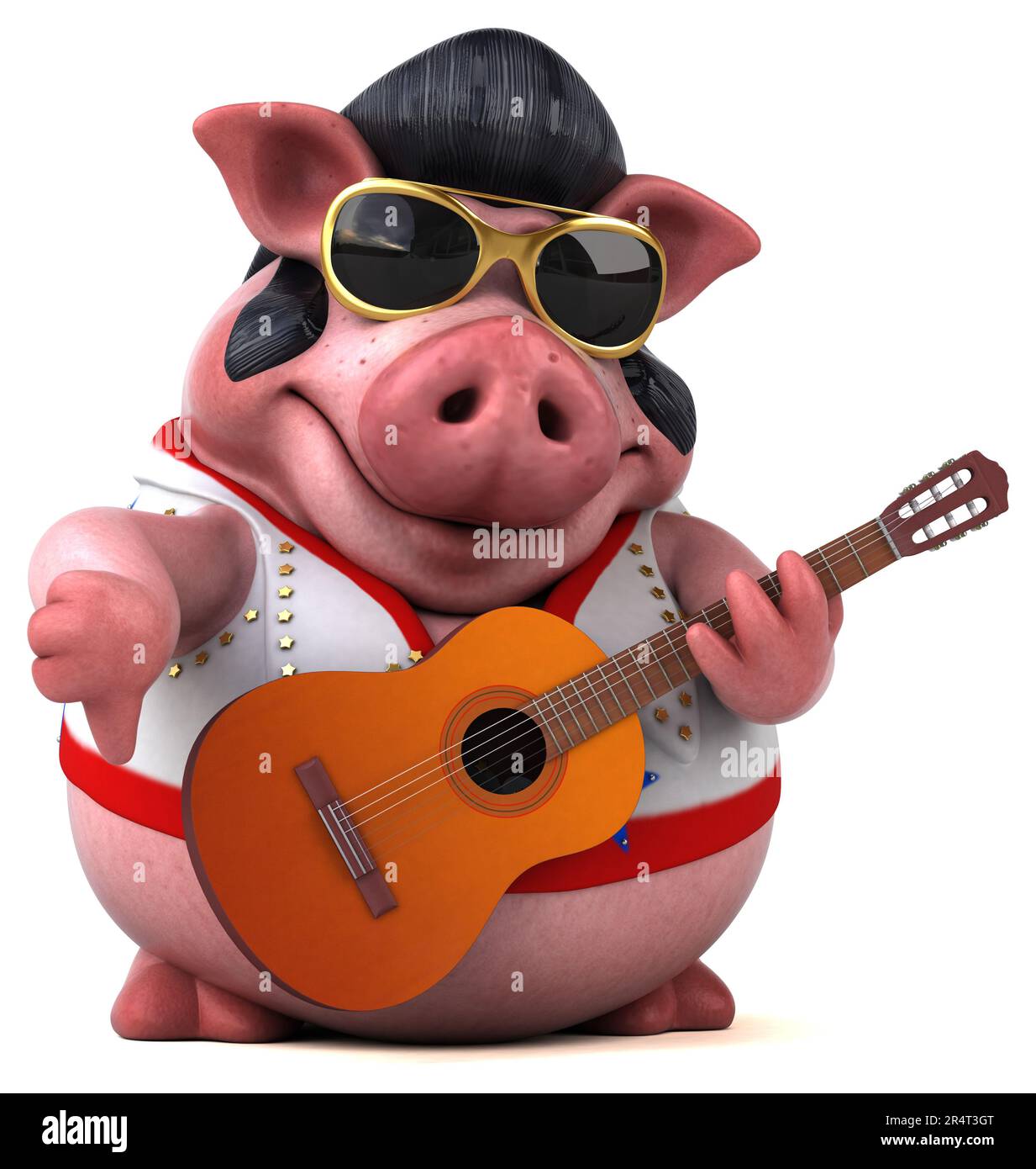 Fun 3D cartoon illustration of a pig rocker Stock Photo - Alamy
