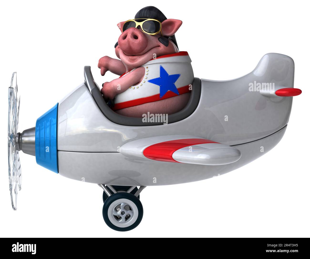 Fun 3D cartoon illustration of a pig rocker Stock Photo - Alamy