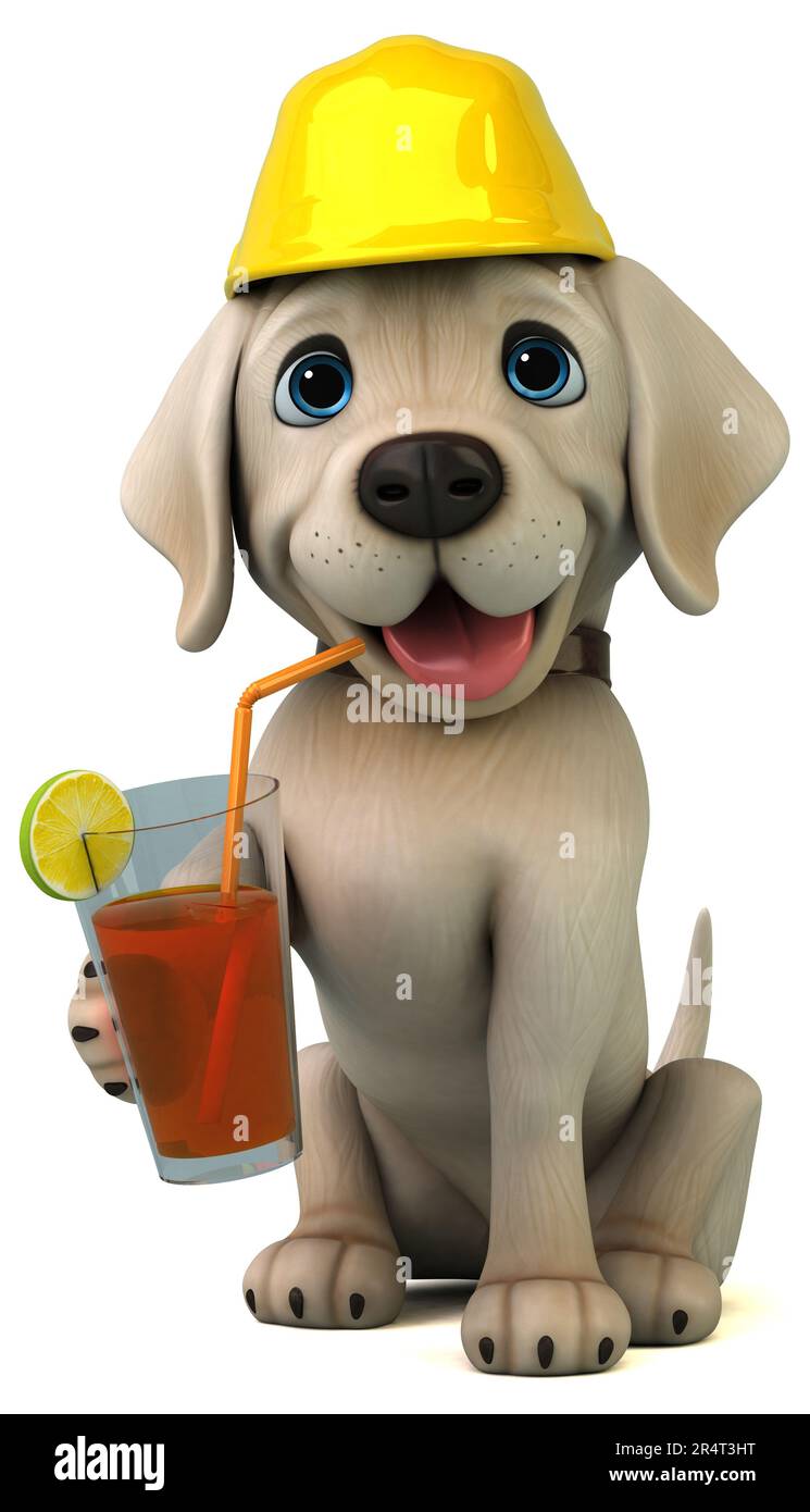 Fun 3D cartoon white Labrador retriever Stock Photo - Alamy