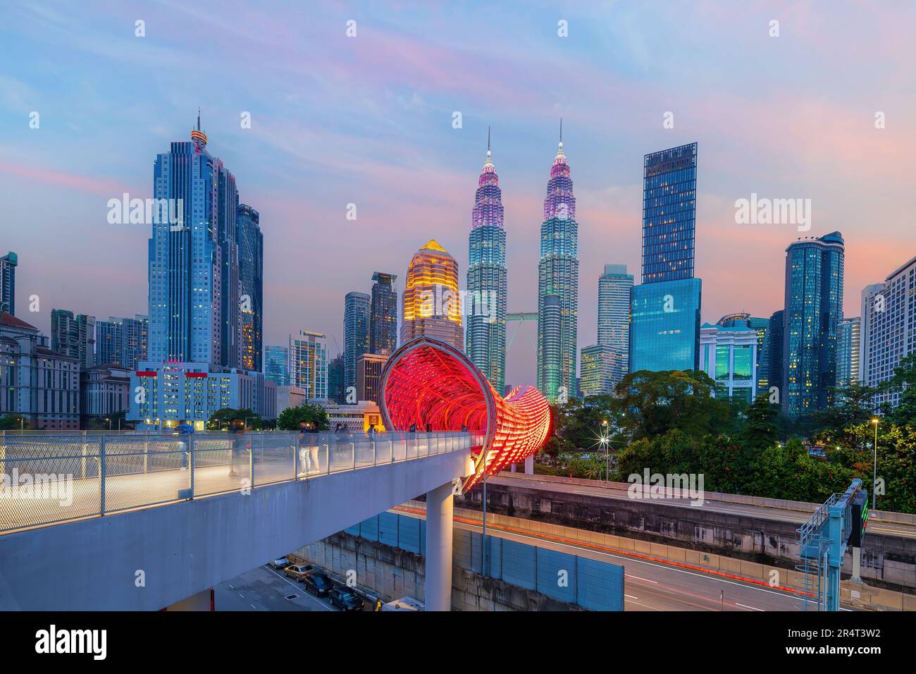 Downtown Kuala Lumpur city skyline, cityscape of Malaysia at twilight ...