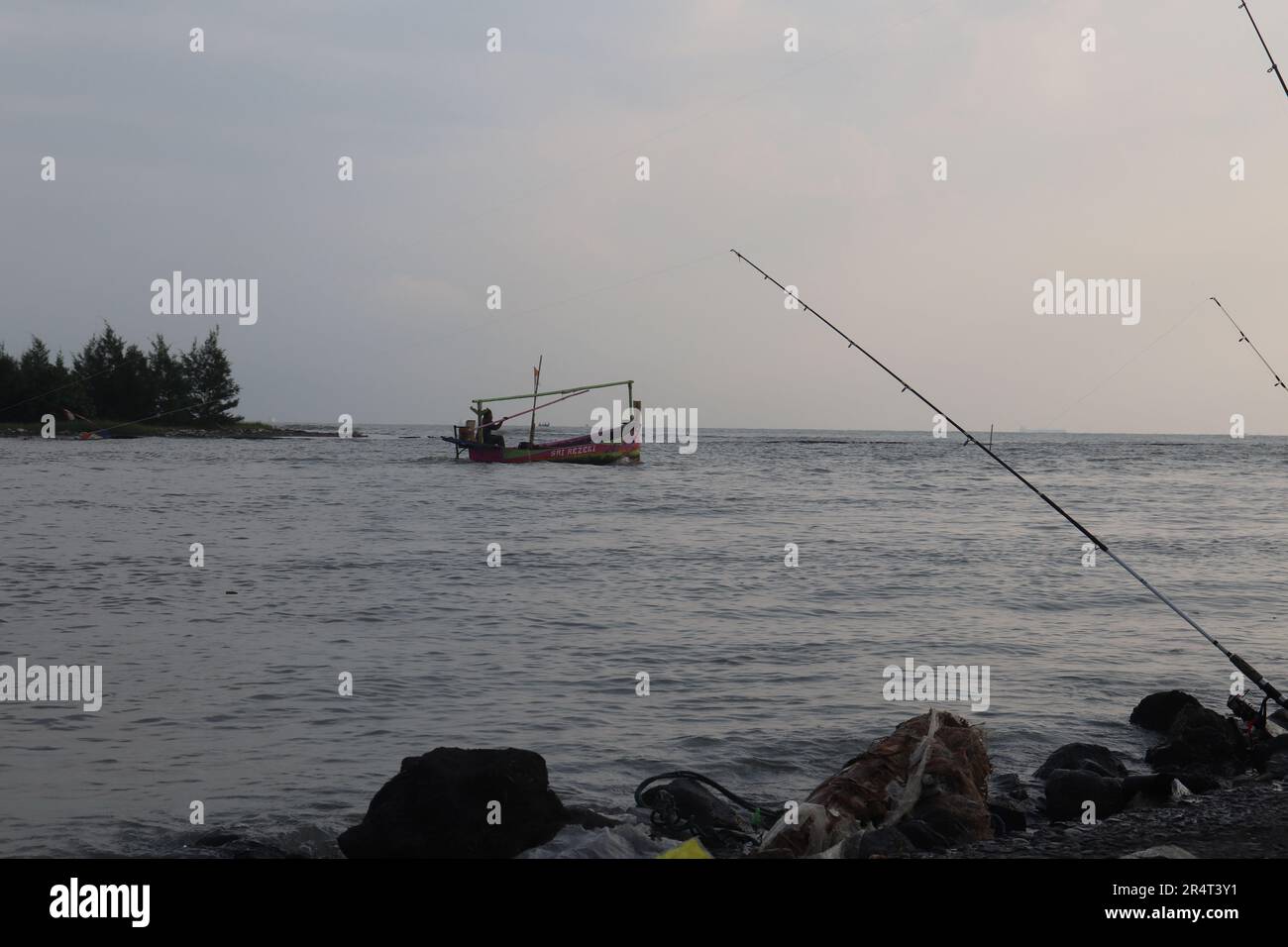 the view in the morning when fishermen fish at the Karangsong fish port ...