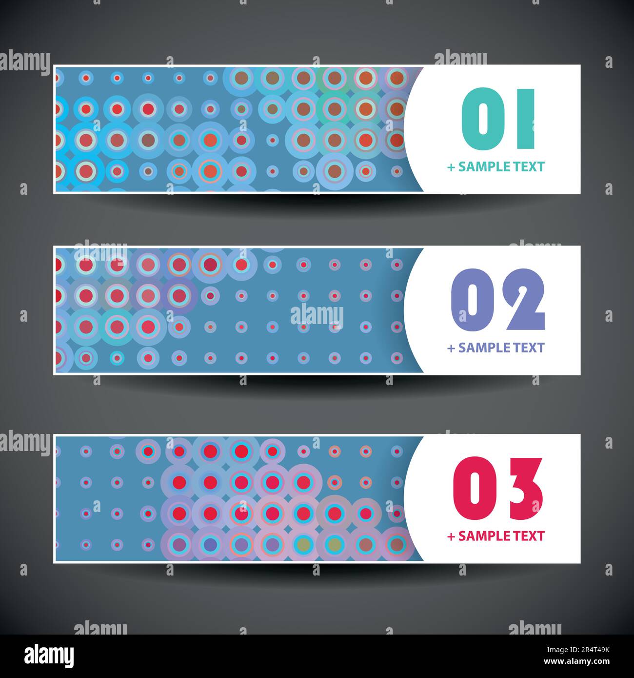 Colorful Set of Three Header Designs with Dots and Circles Stock Vector ...